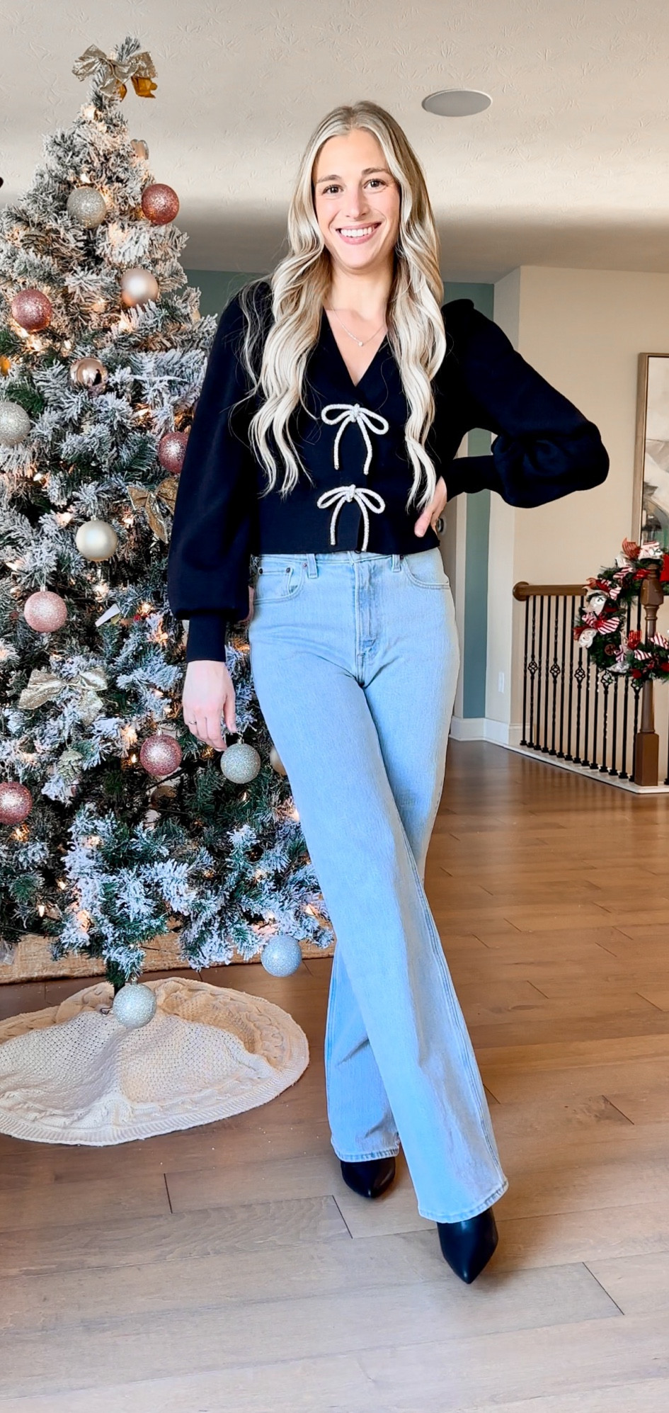 V-Neck Embellished Bow Cardigan curated on LTK