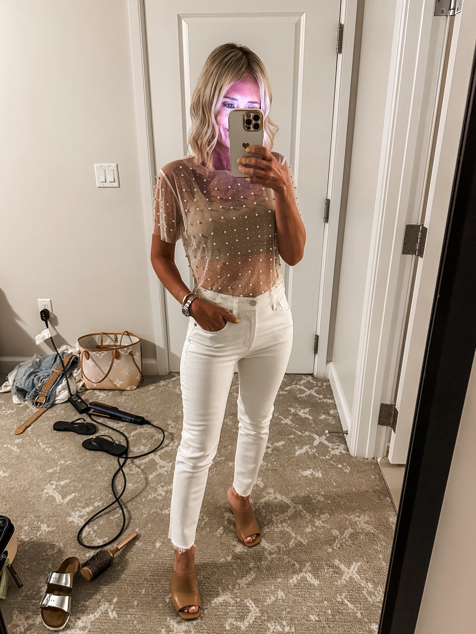 Women Pearl Rhinestone Sheer Mesh … curated on LTK