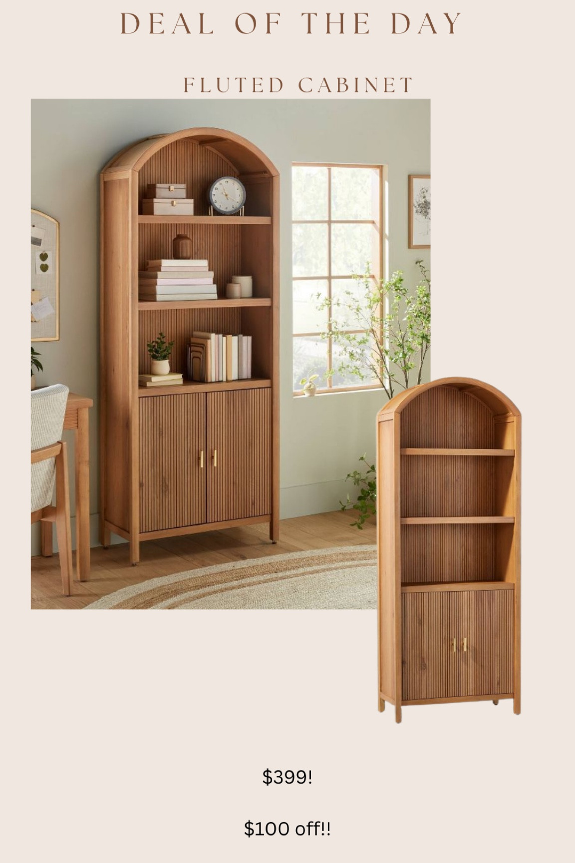Grooved Wood Arch Bookcase Cabinet … curated on LTK
