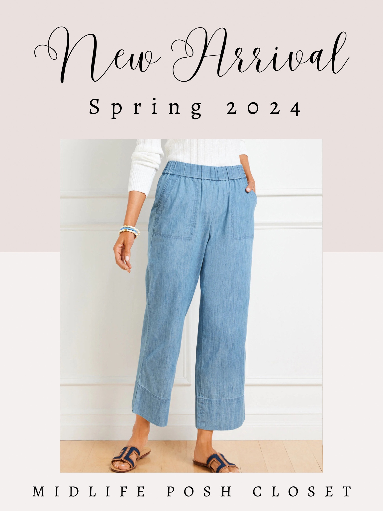 Pull-On Wide Crops - Chambray curated on LTK