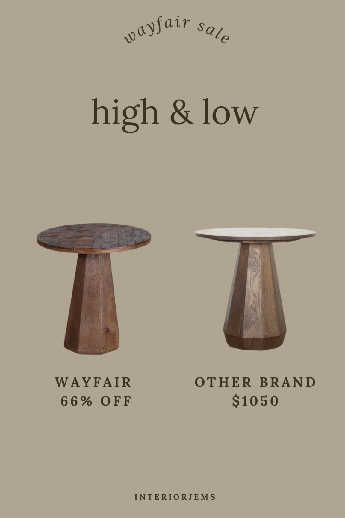 Wood and Metal Round End Table - … curated on LTK