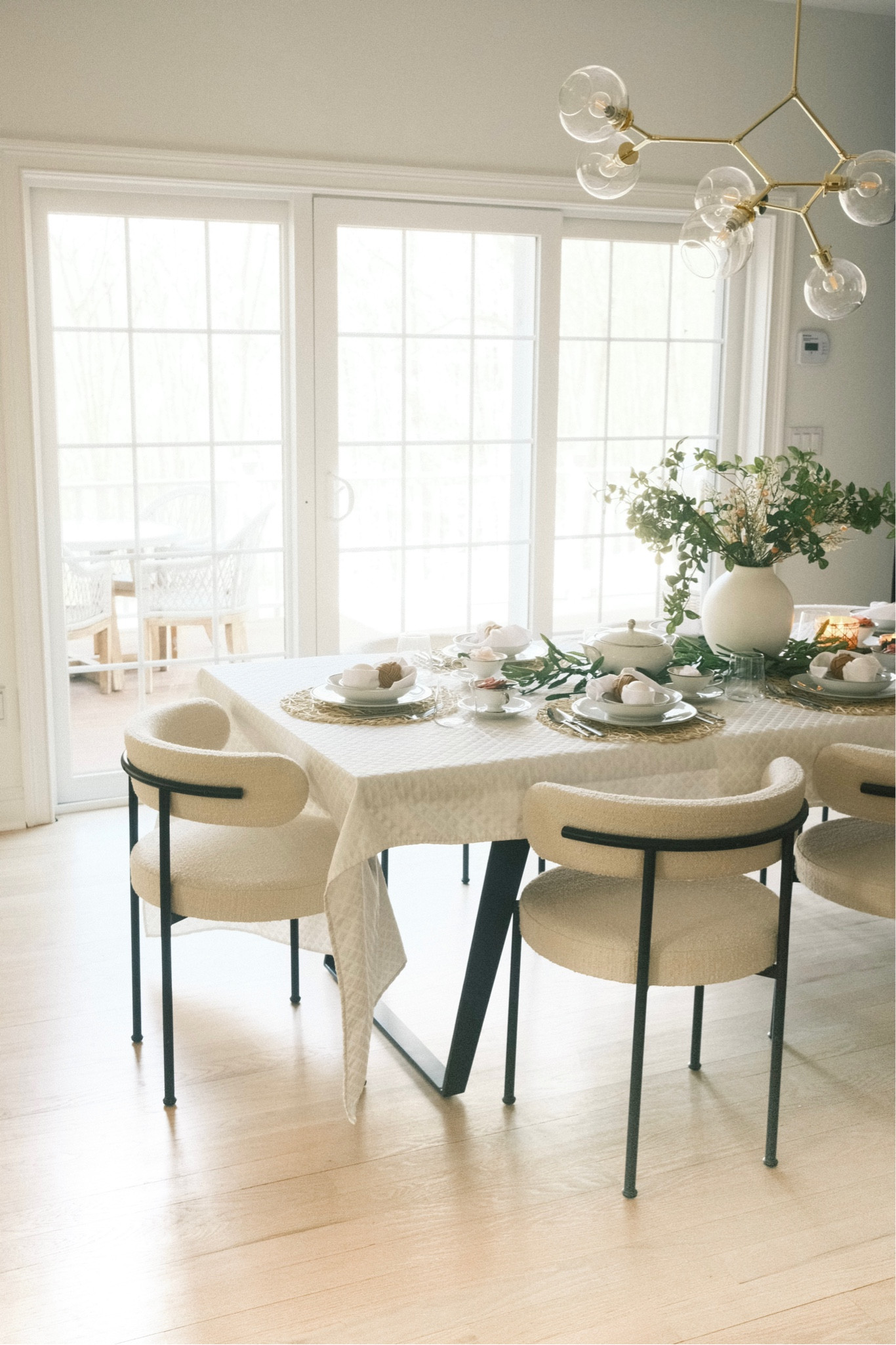 INESSE BOUCLE IVORY DINING CHAIR | Espace Interior