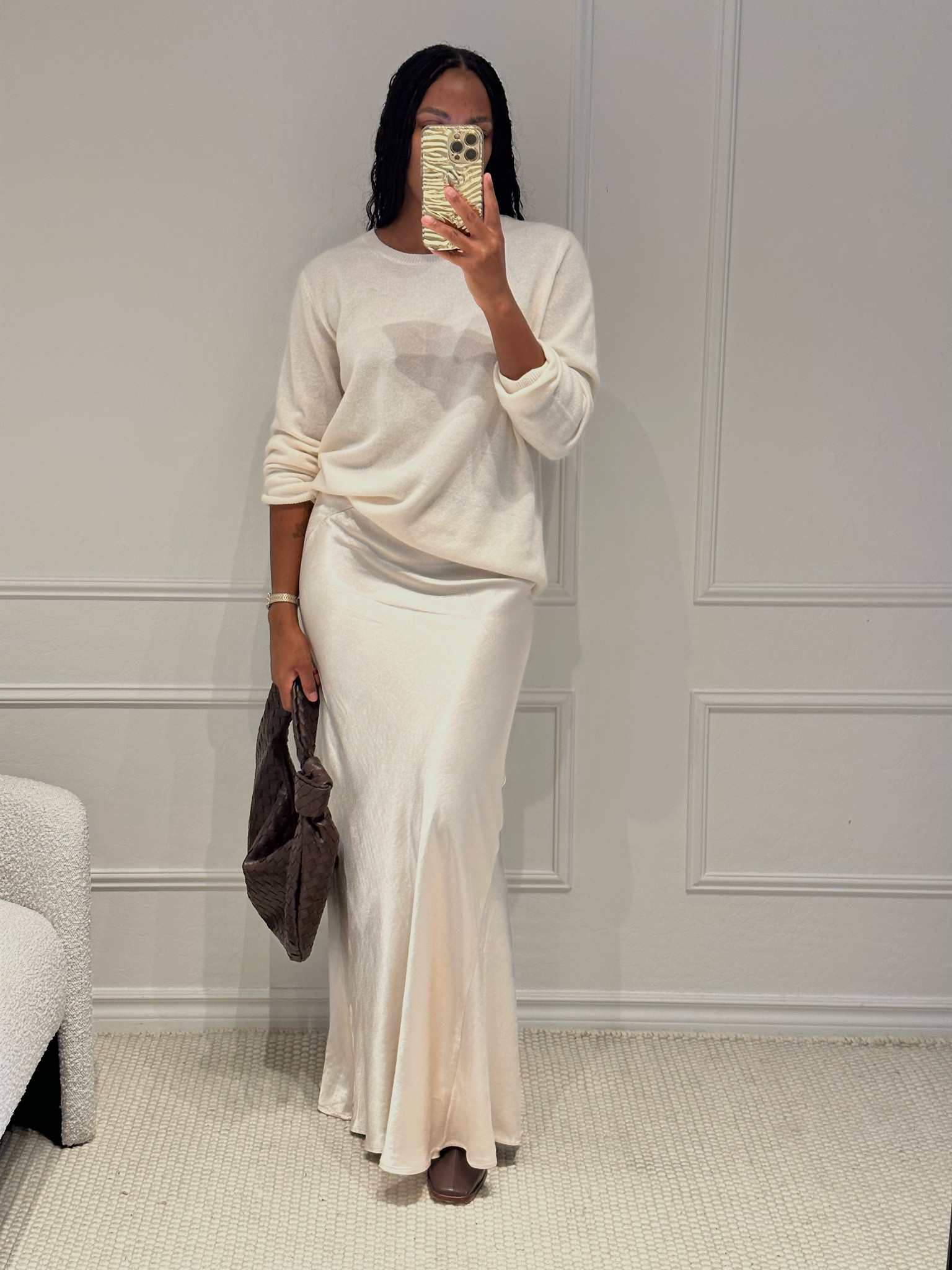 CHARLI WHITE SATIN MAXI SKIRT curated on LTK