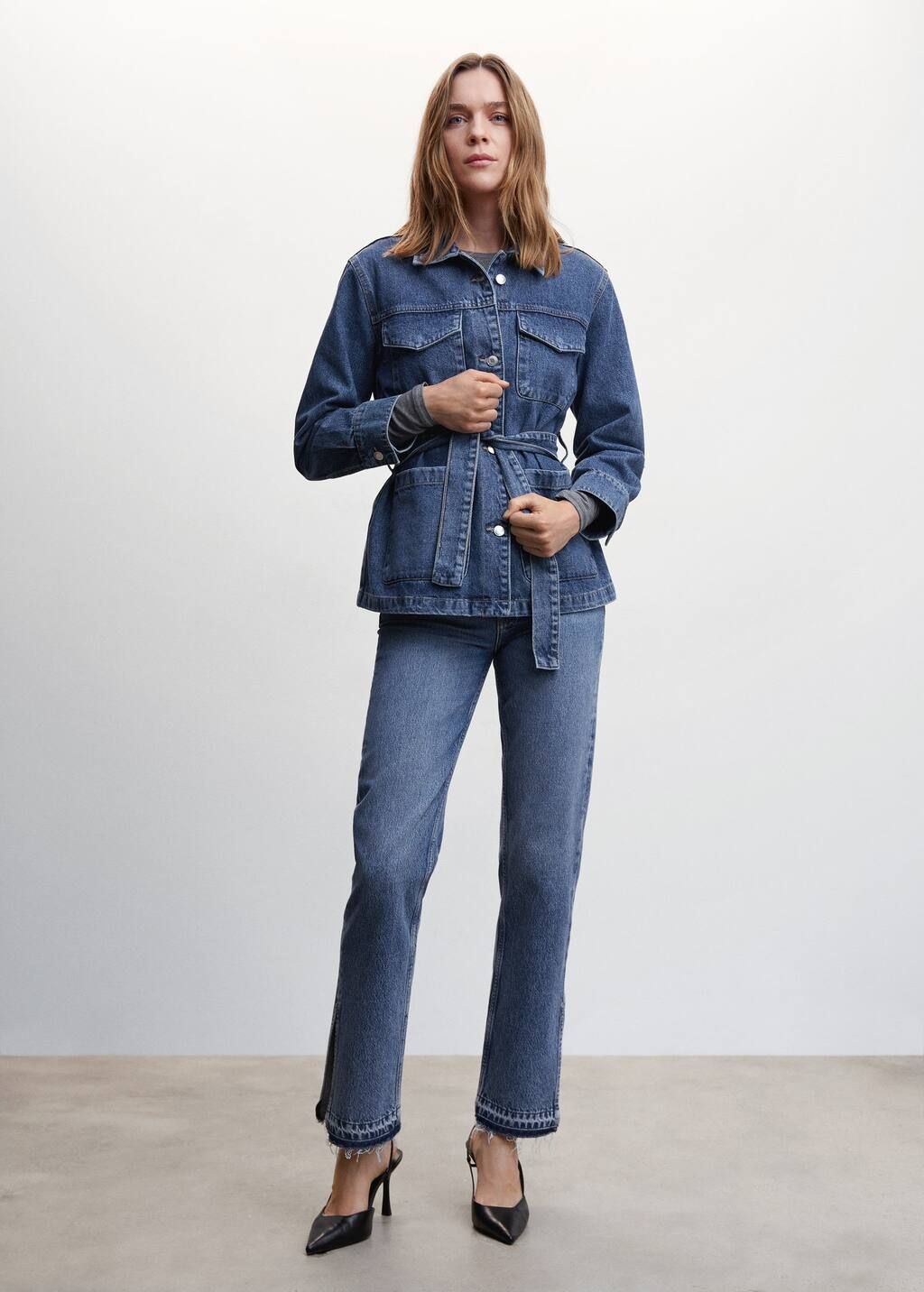 Denim jacket with belt - Women curated on LTK