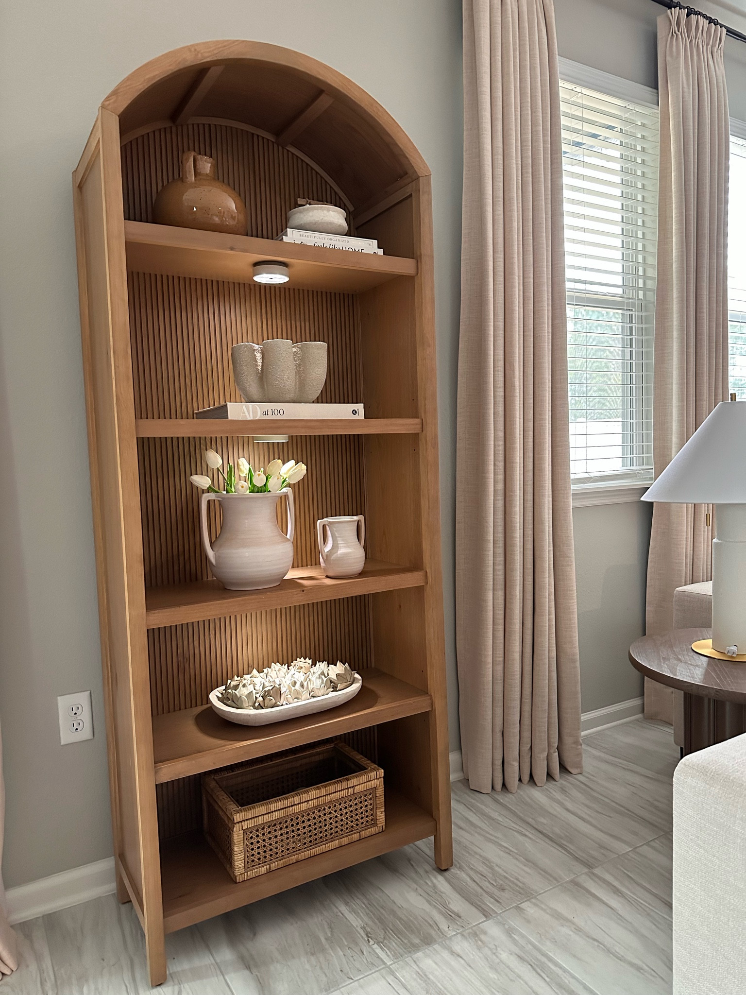 Grooved Wood Arch Bookcase - … curated on LTK