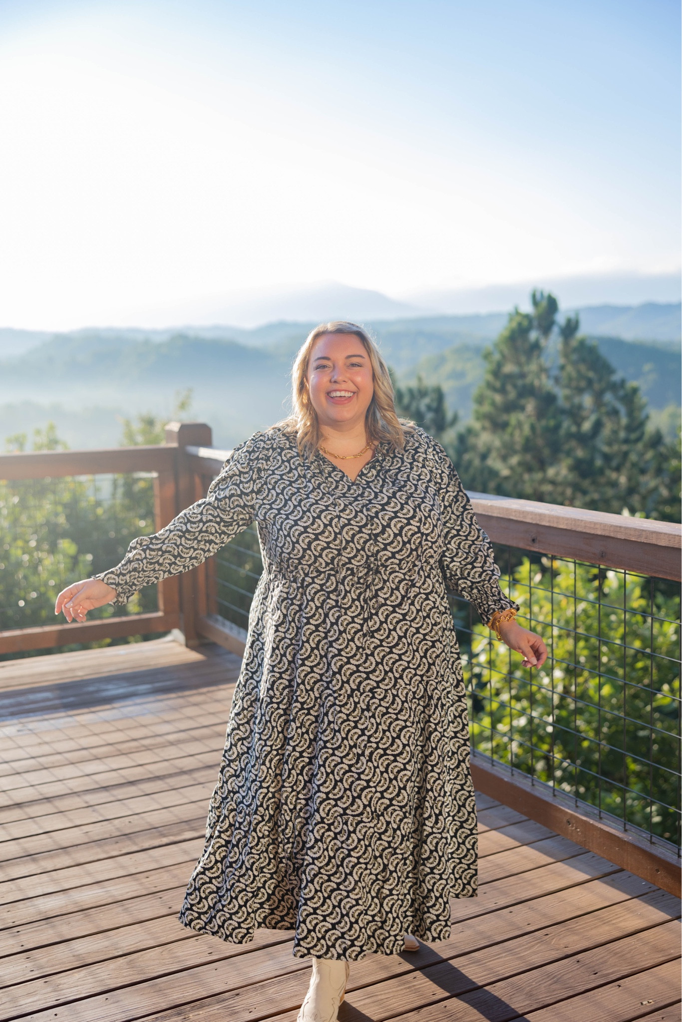 Printed Shirred Midi Tiered Dress curated on LTK