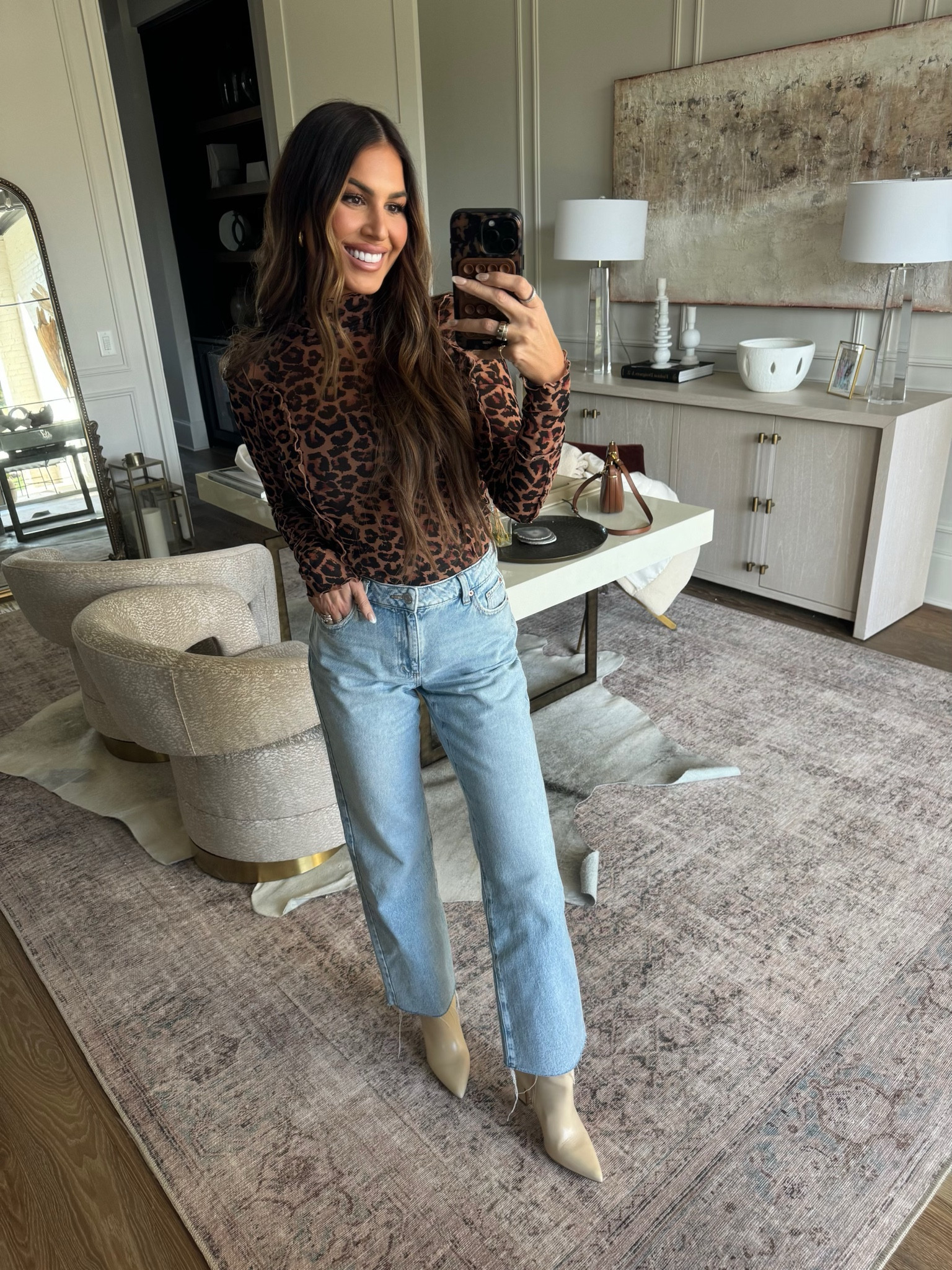 Charlie Print Turtleneck Mesh Top curated on LTK