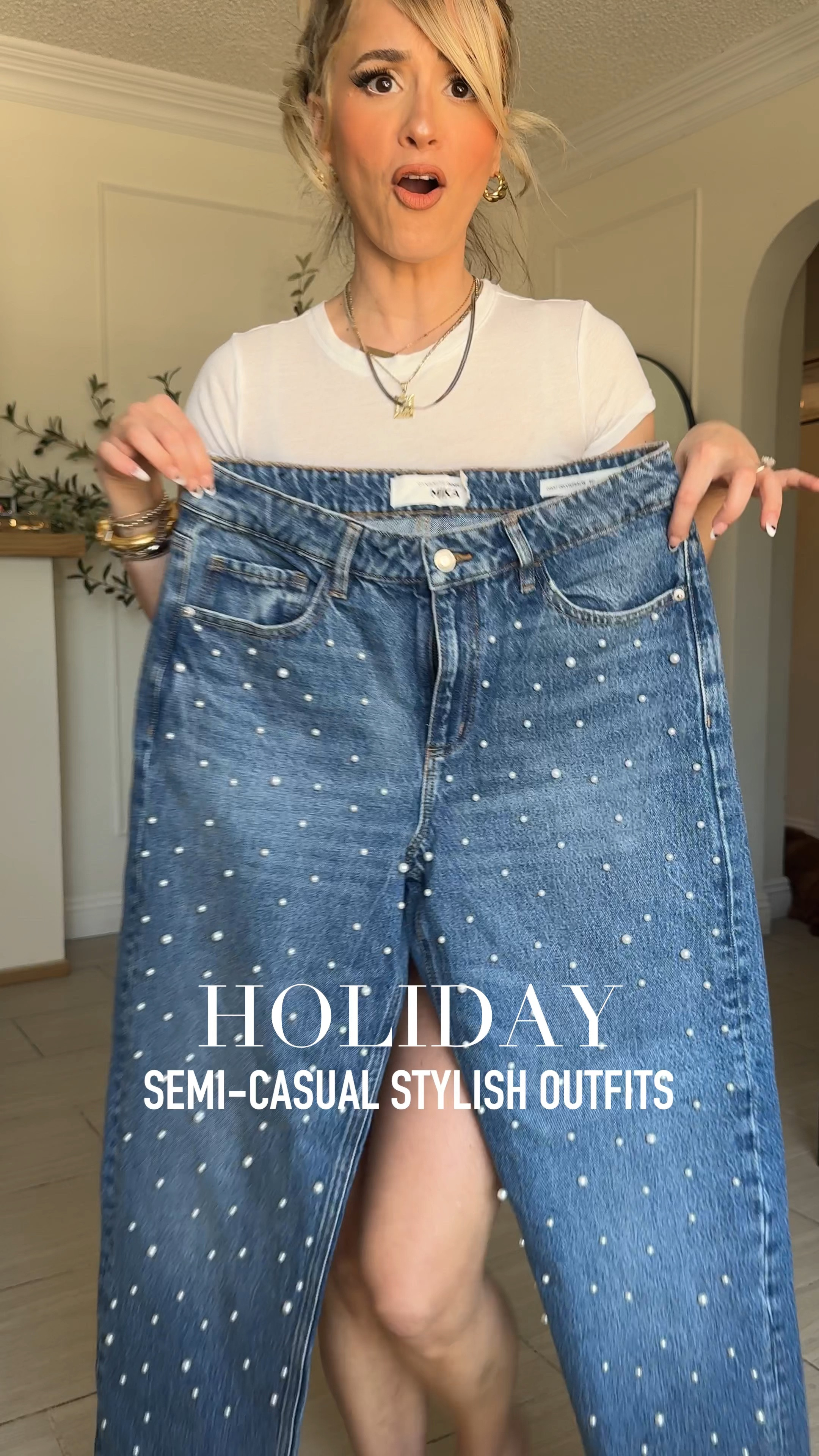 Metallic Heidi Wide Leg Jeans curated on LTK