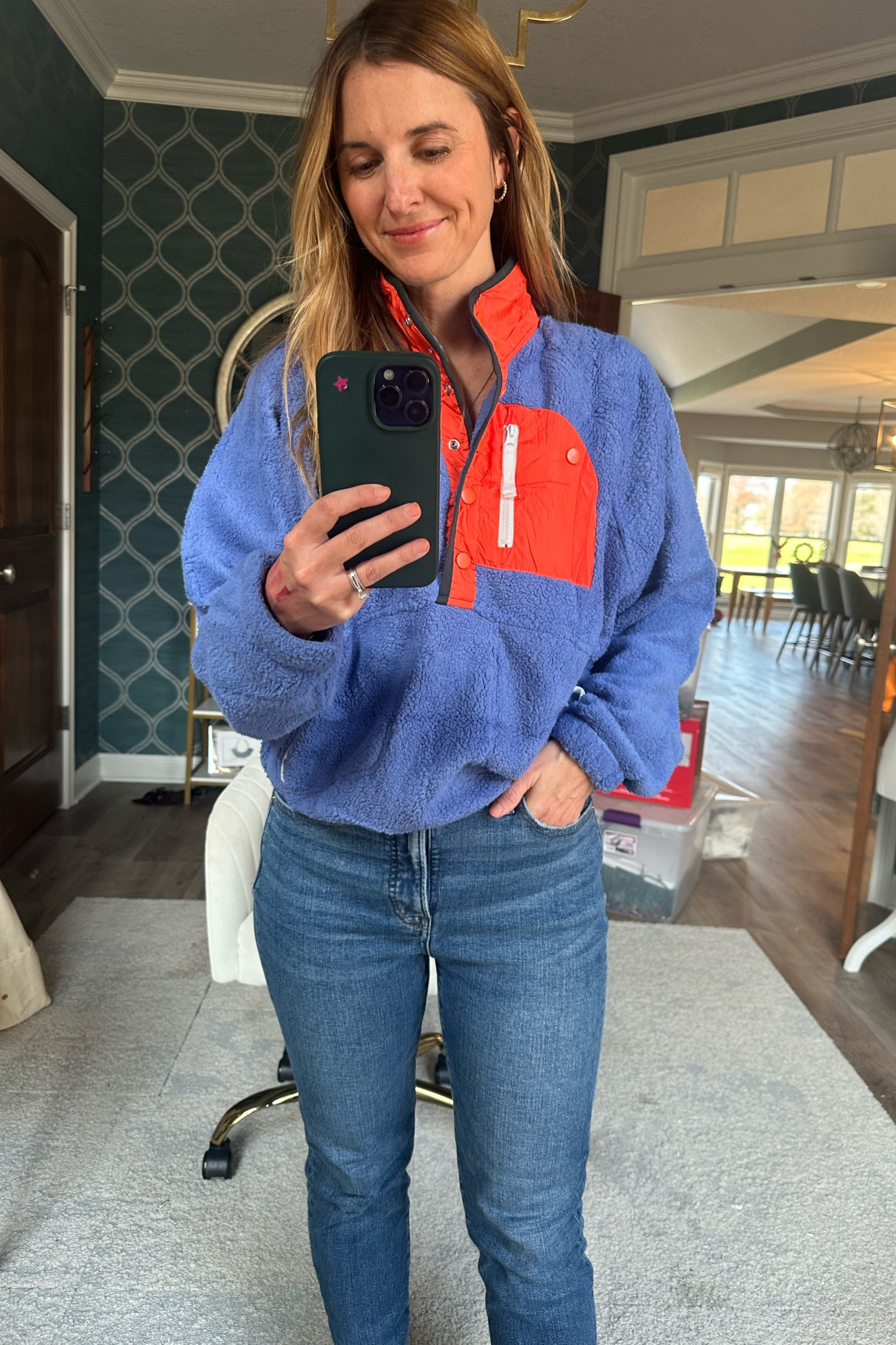 Color Block Oversized Crewneck Short Sleeve Tops Women's Color Block ...