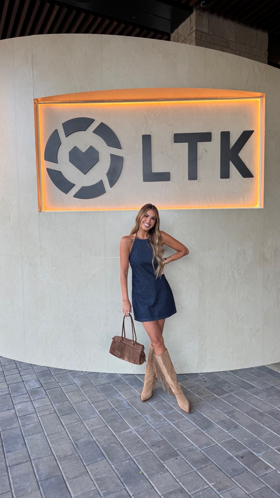 Open-Back Halter Denim Mini Dress curated on LTK