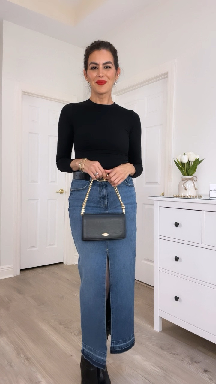 High Waisted Drop Hem Front Slit … curated on LTK