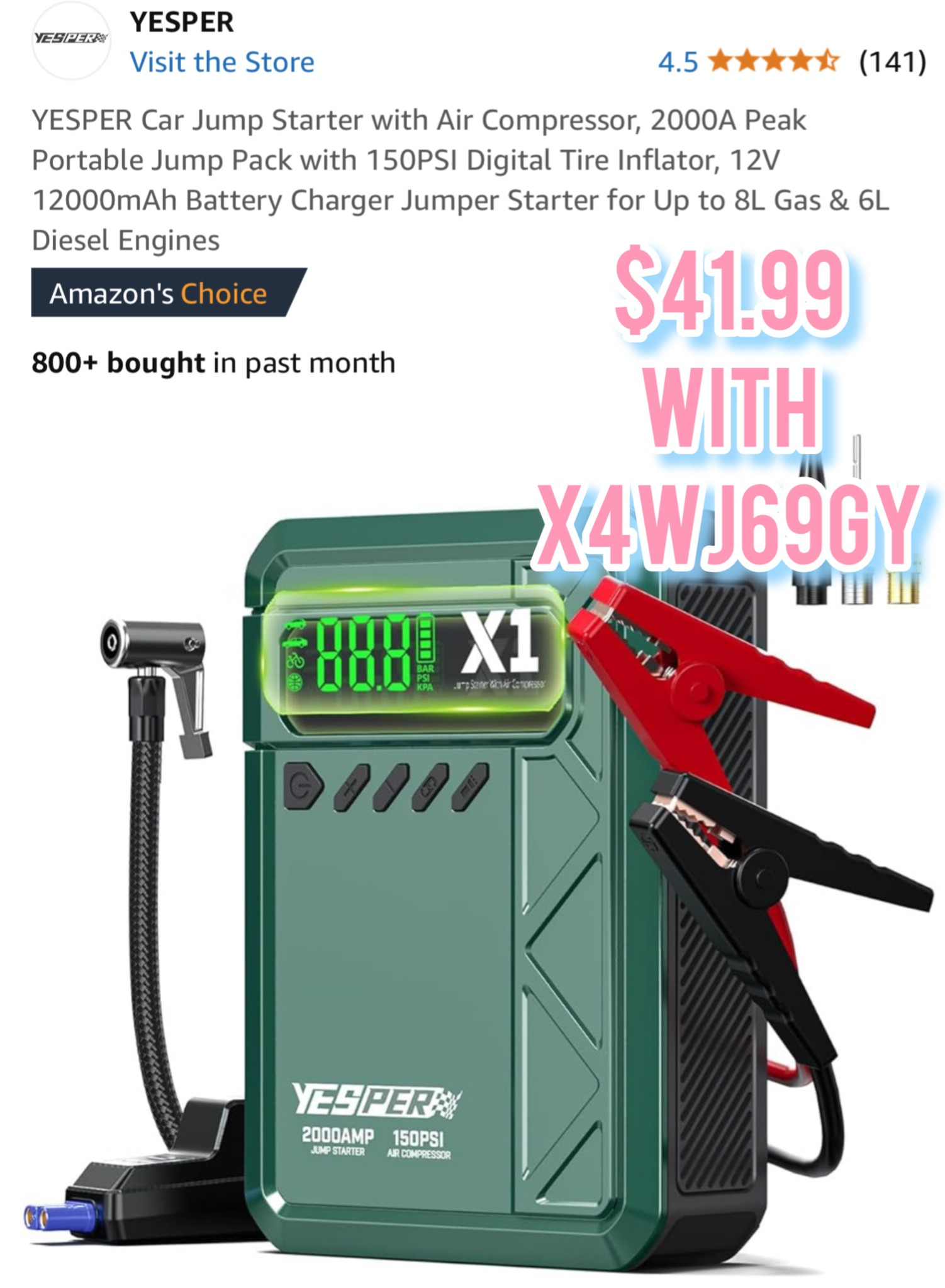 YESPER Car Jump Starter with Air … curated on LTK