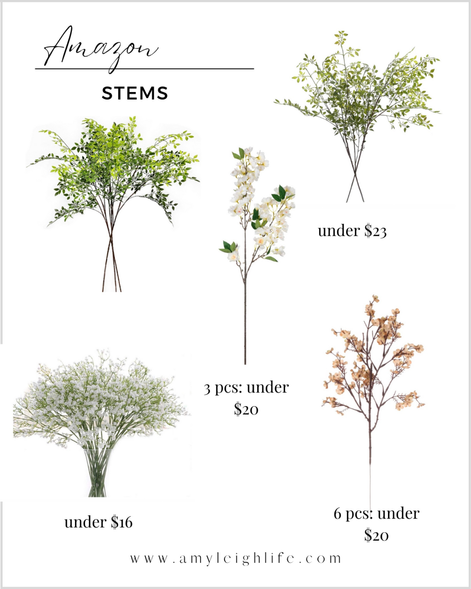 ACJRYO Faux Greenery Stems, 3PCS … curated on LTK