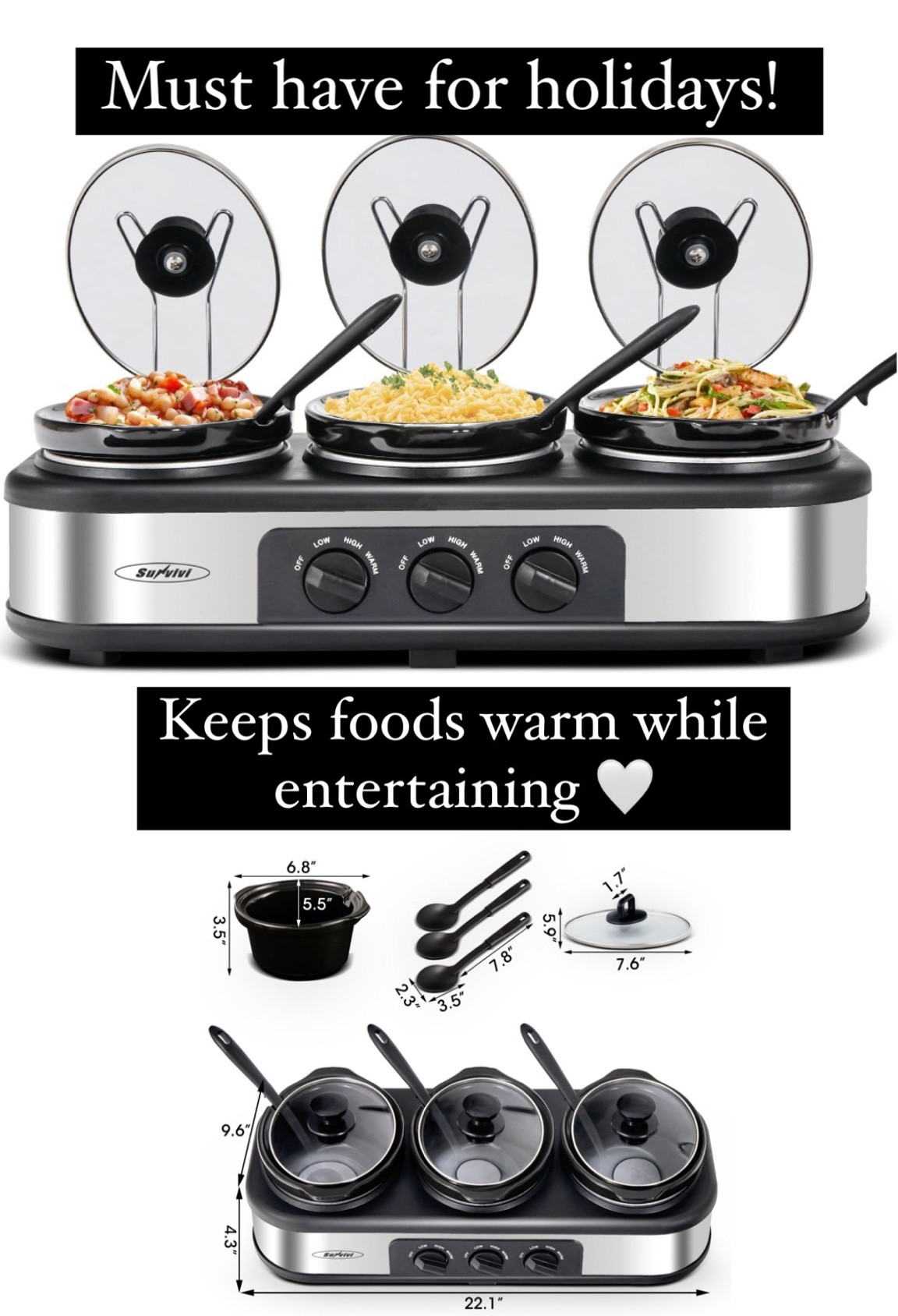 Triple Slow Cooker with 3 Spoons, … curated on LTK