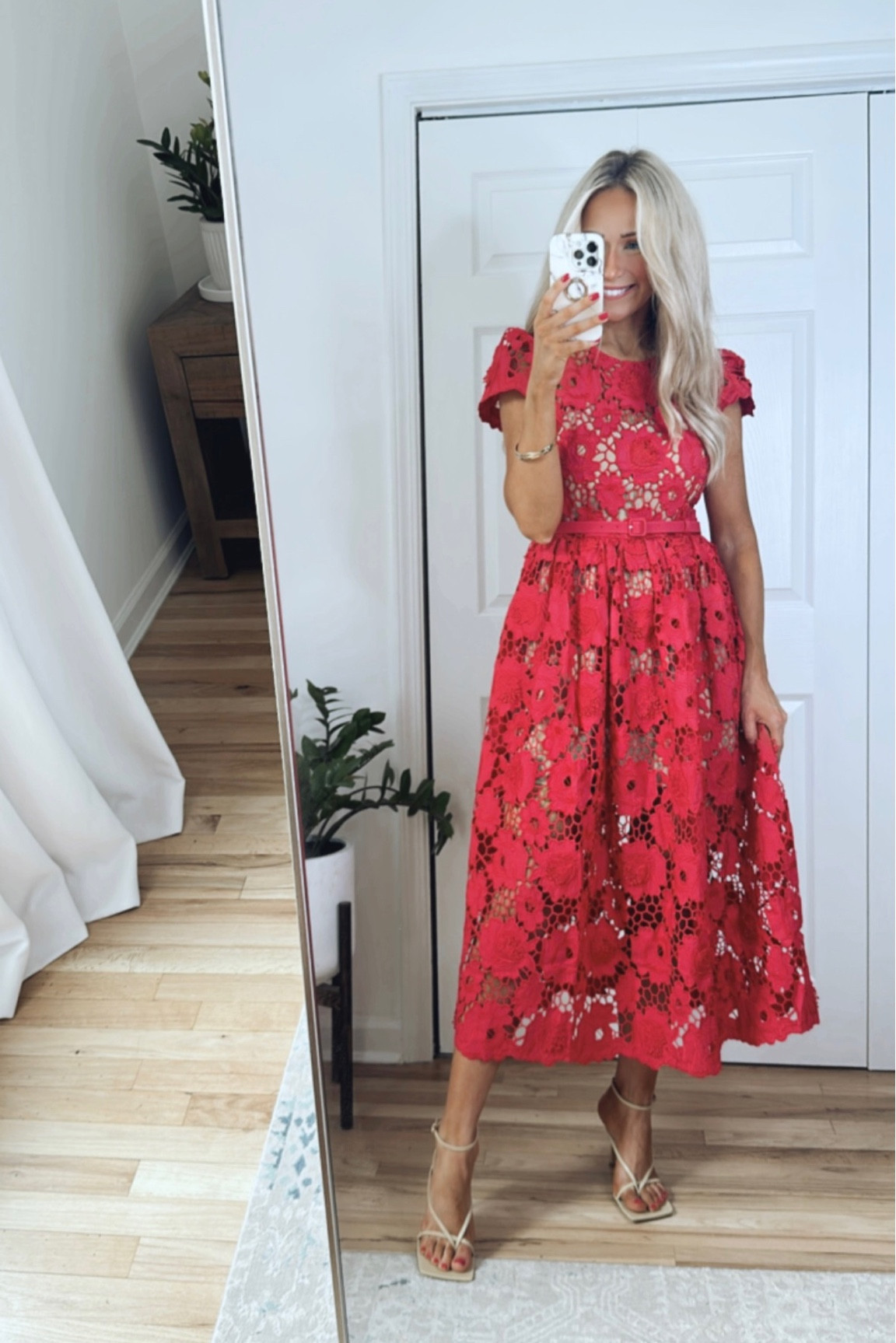 Guipure Lace Belted Midi-Dress curated on LTK