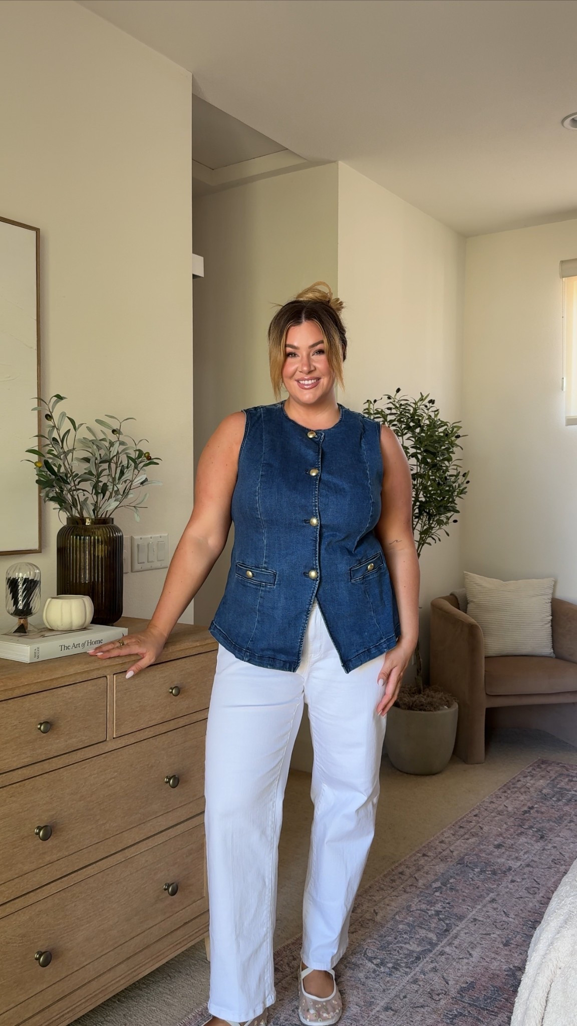 Studio High Neck Denim Vest curated on LTK