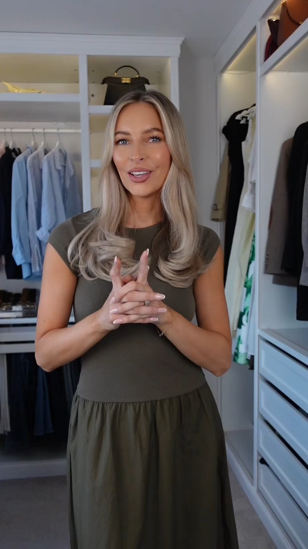 Flared dress in combined fabric - … curated on LTK