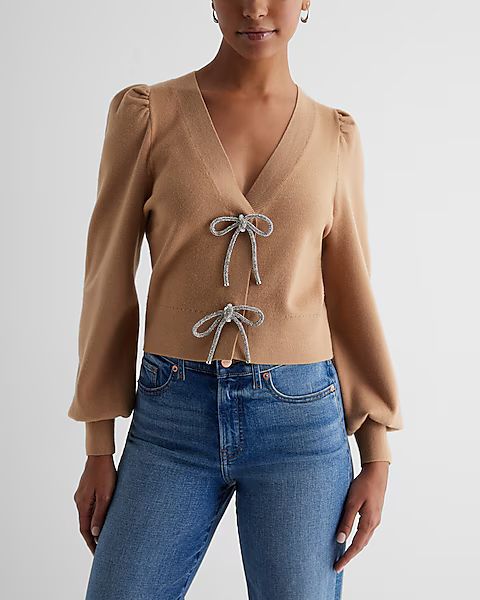 V-neck Embellished Bow Cardigan curated on LTK