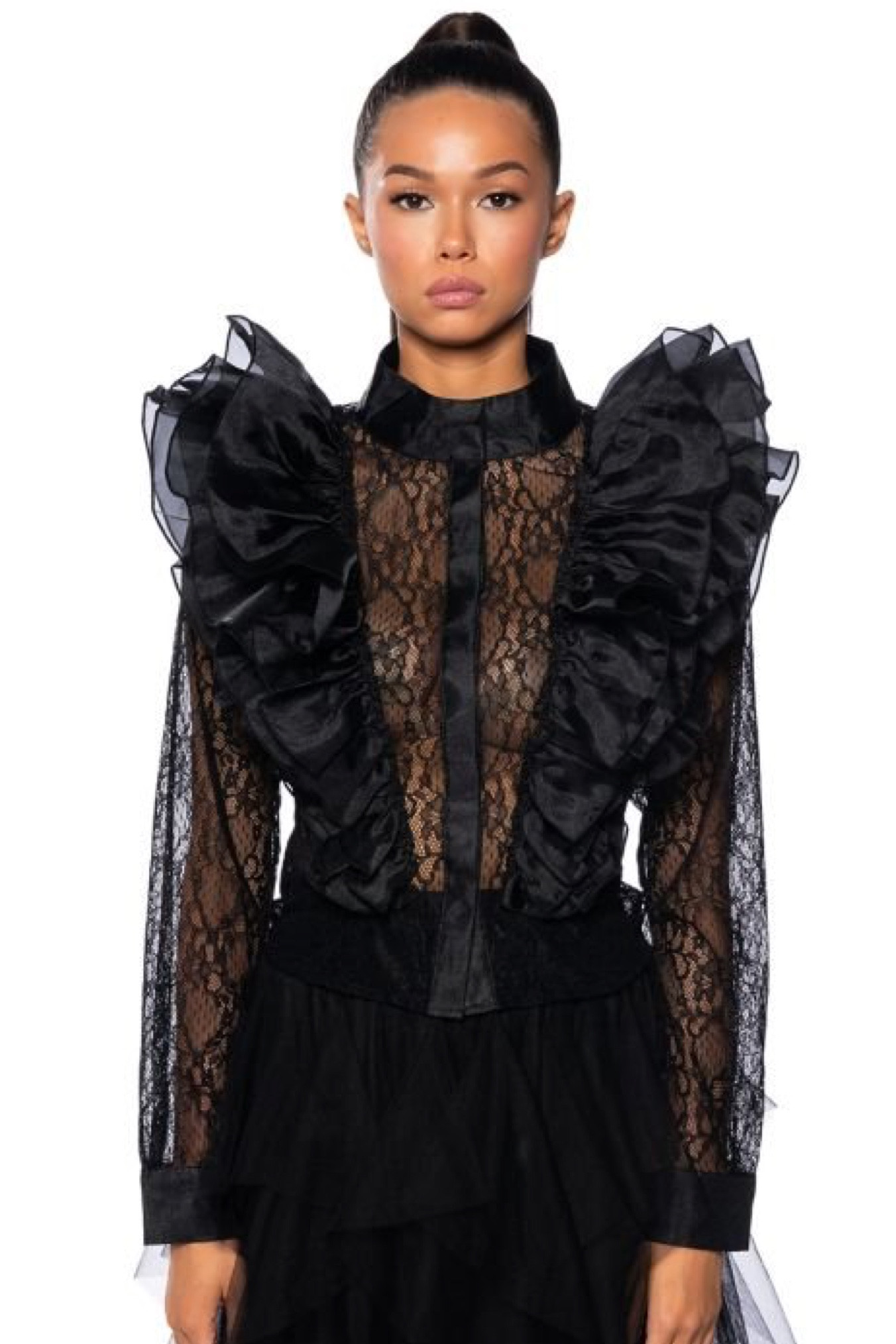 HOLLY LACE RUFFLED DETAIL BLOUSE curated on LTK