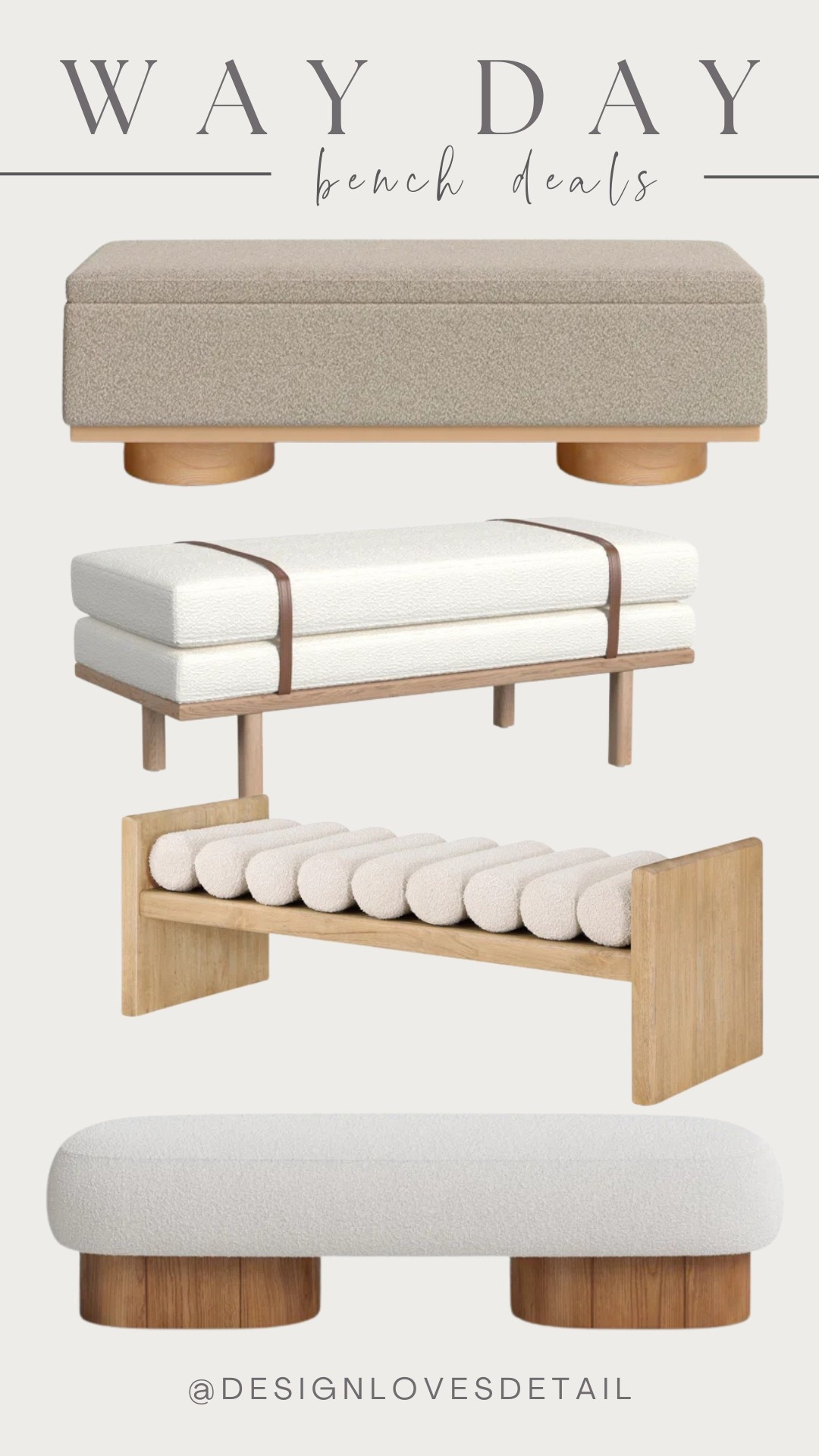 Reeves Boucle Wood Bench curated on LTK