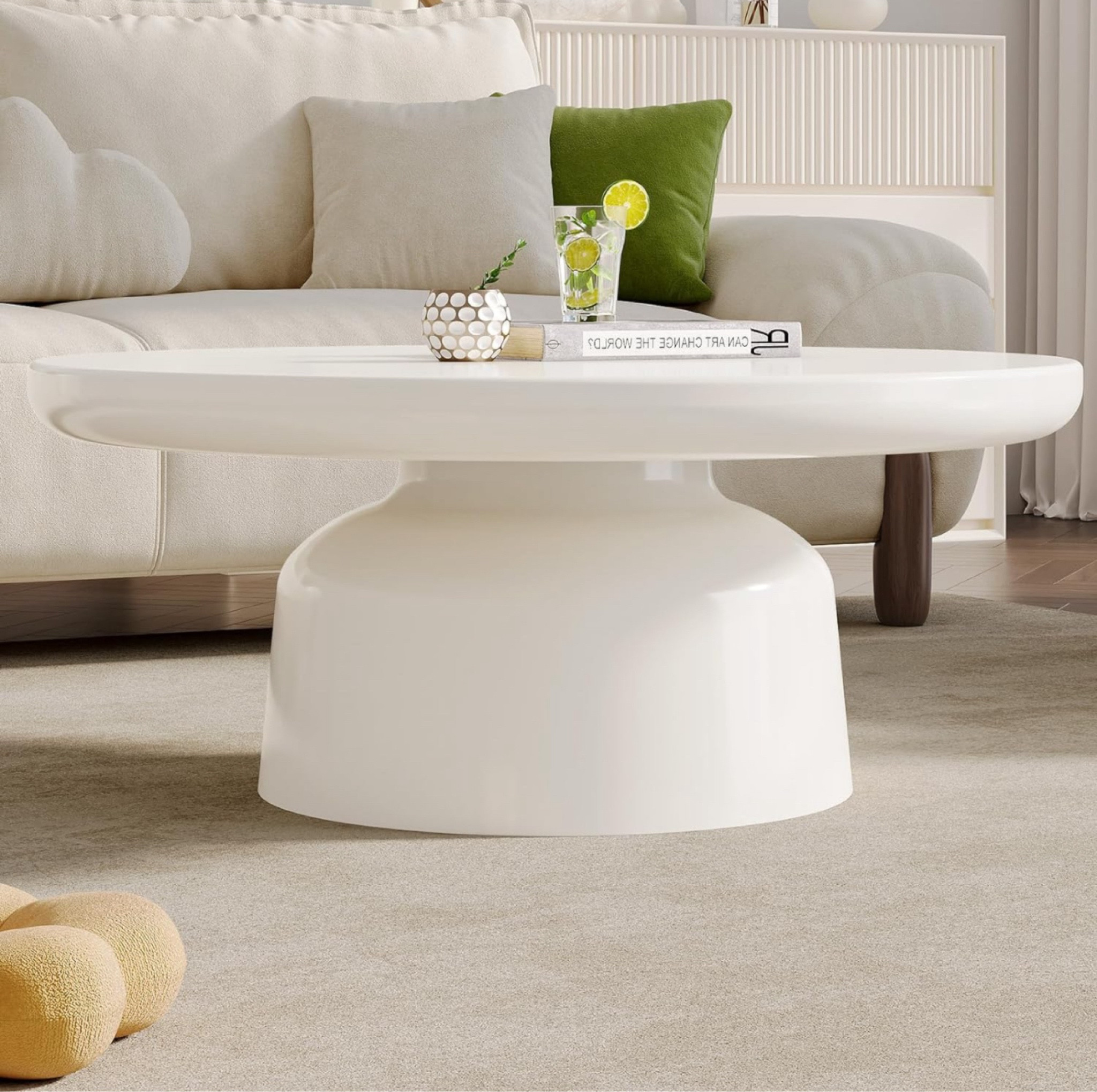 Cream White Round Coffee Table, … curated on LTK