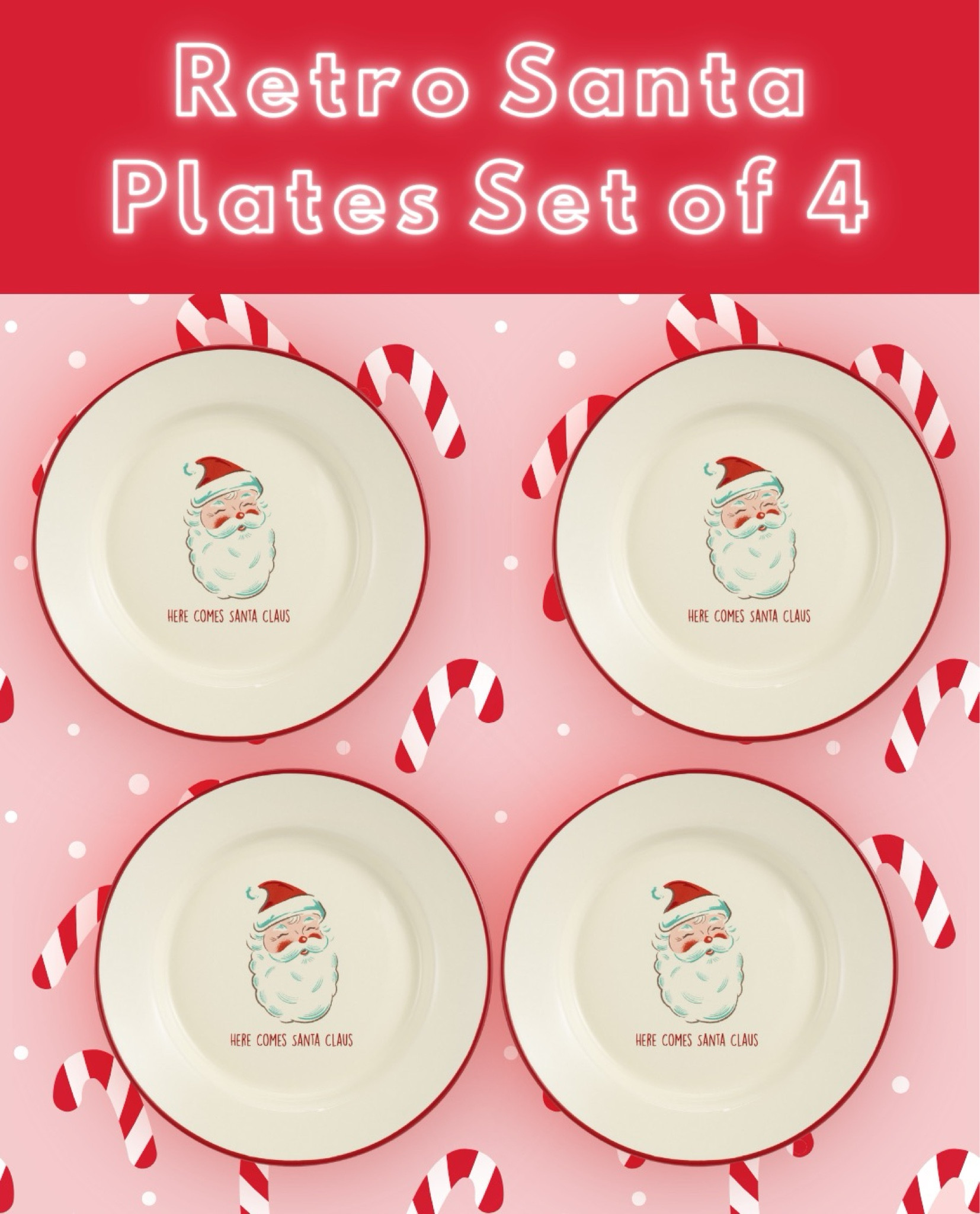 Retro Santa Plates Set of 4 curated on LTK