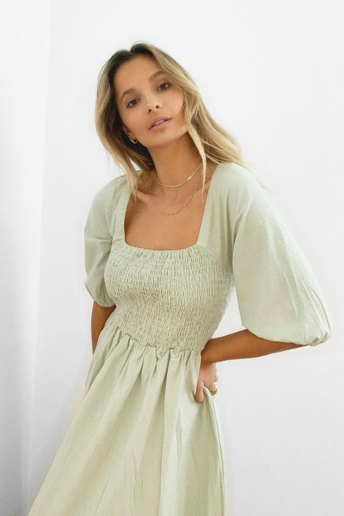 Shirred Bust Puff Sleeve Maxi Dress curated on LTK