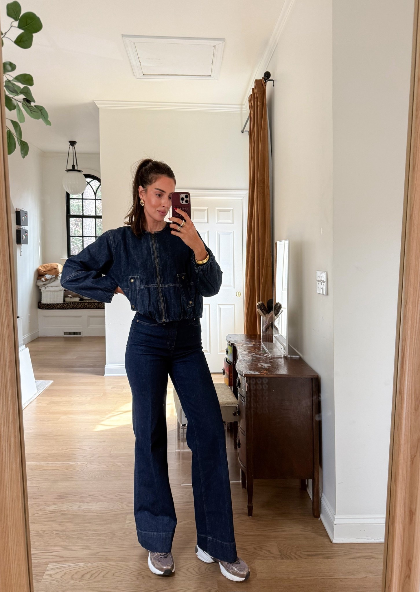 Bubble-Sleeve Jean Bomber Jacket … curated on LTK