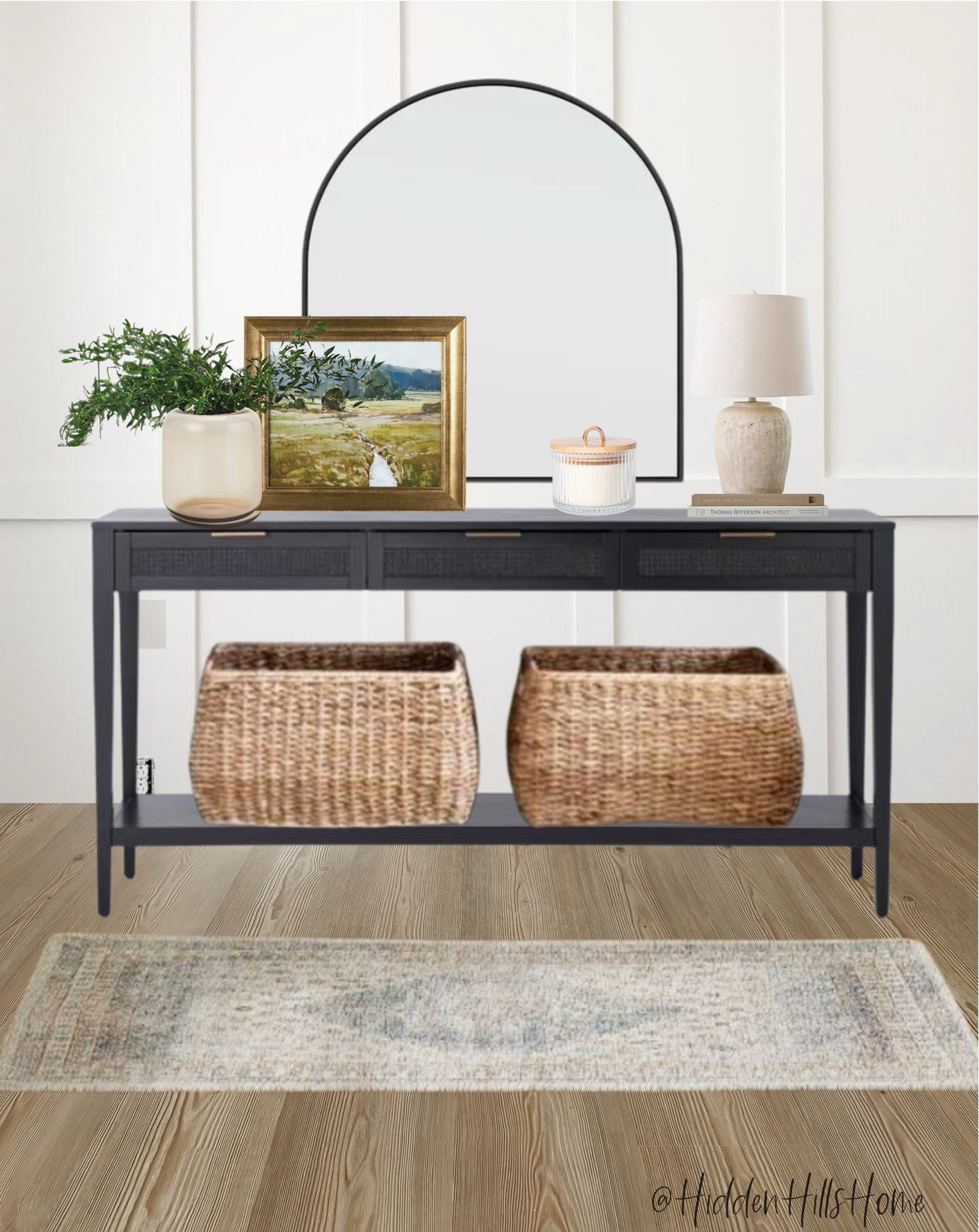 Woven Drawer Console Table Black - … curated on LTK