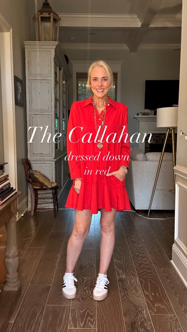 Red Crepe Callahan Shirt Dress curated on LTK