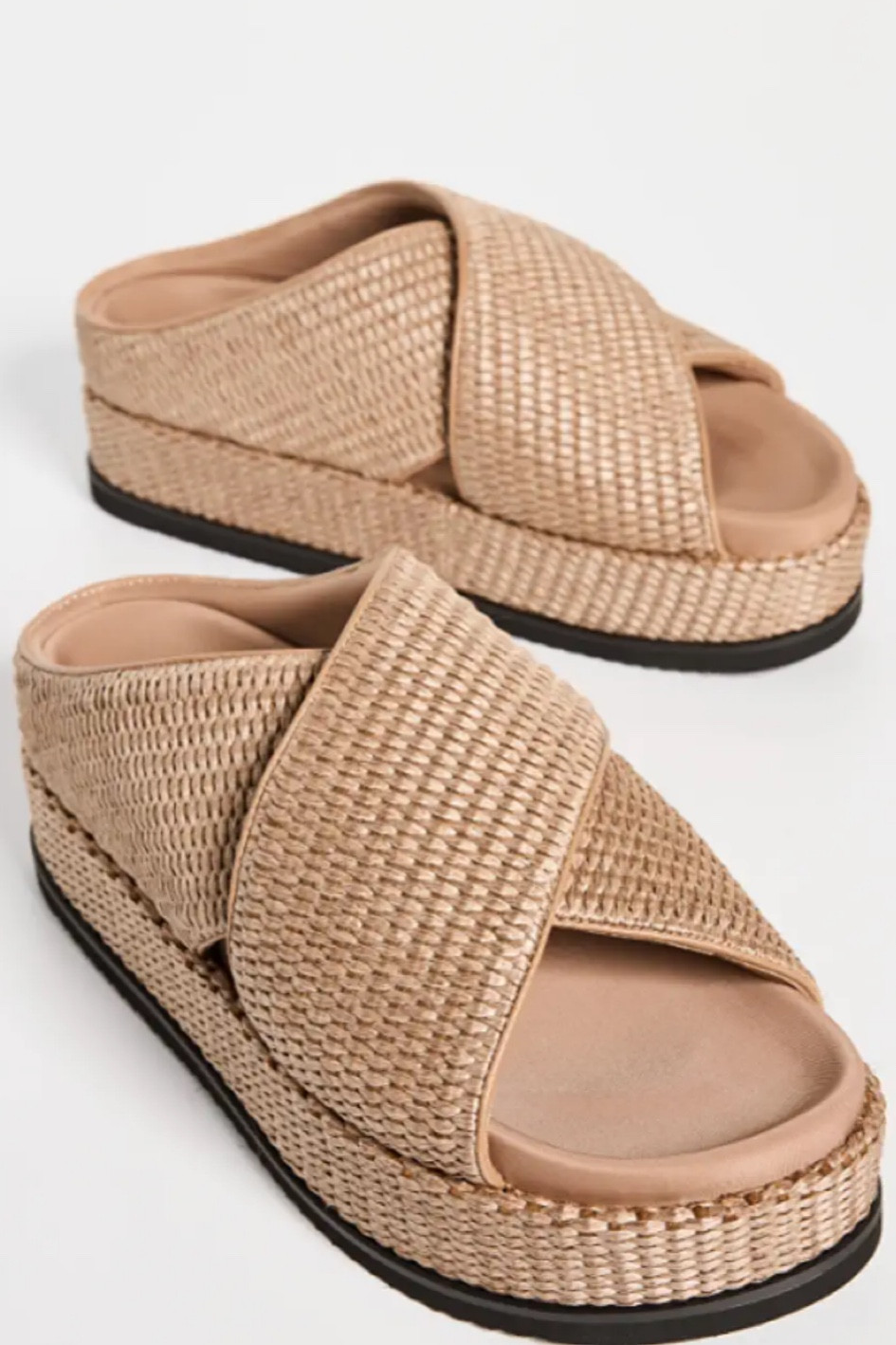 Cross Stack Raffia Platform Slides curated on LTK