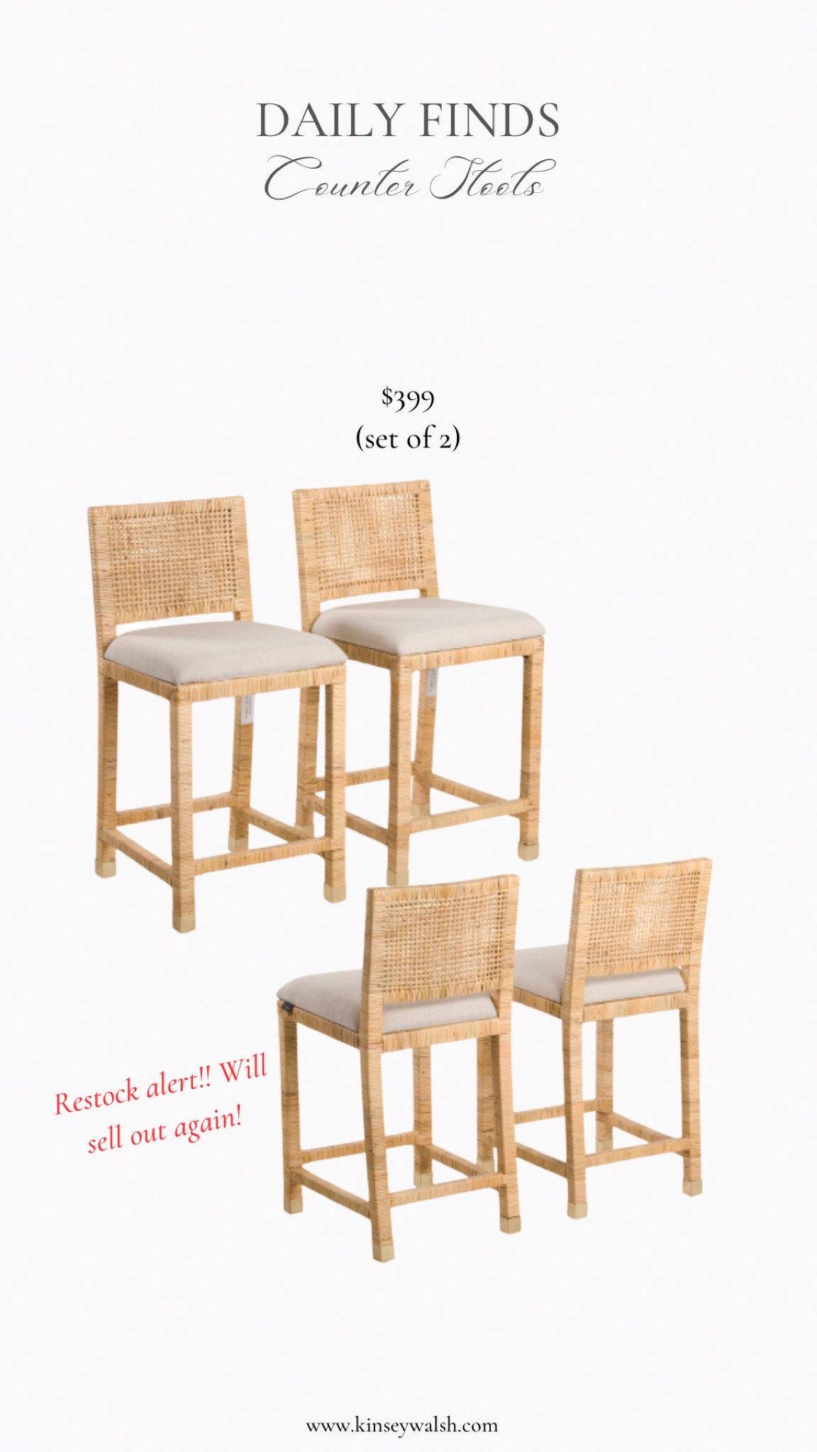 Set Of 2 Rattan Counter Stools curated on LTK