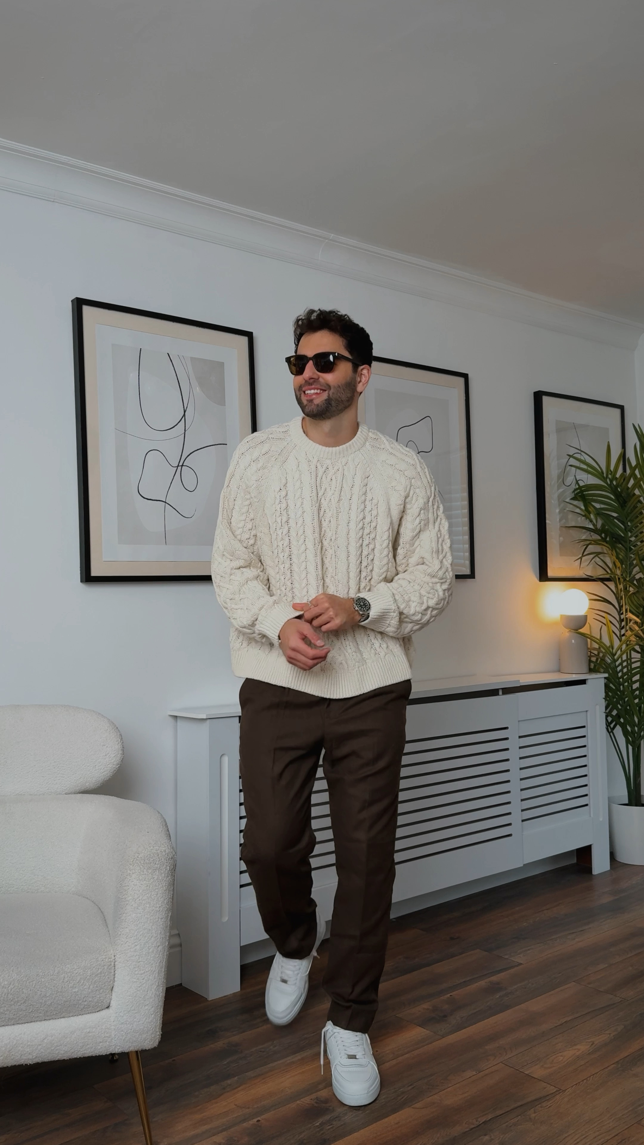 Men's Oversized Cable Crew Sweater curated on LTK