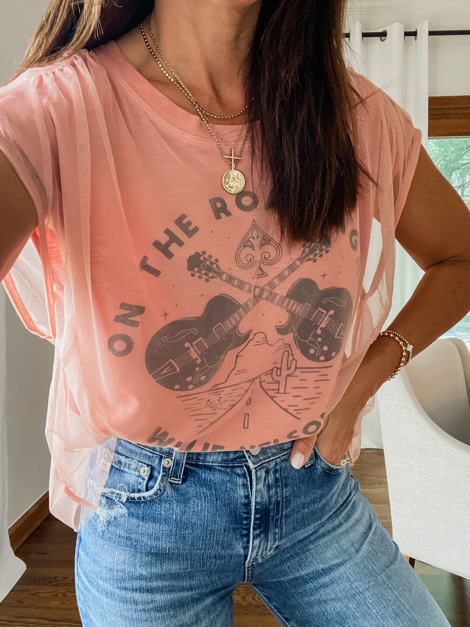 Pilcro Graphic Band Tulle Tee curated on LTK