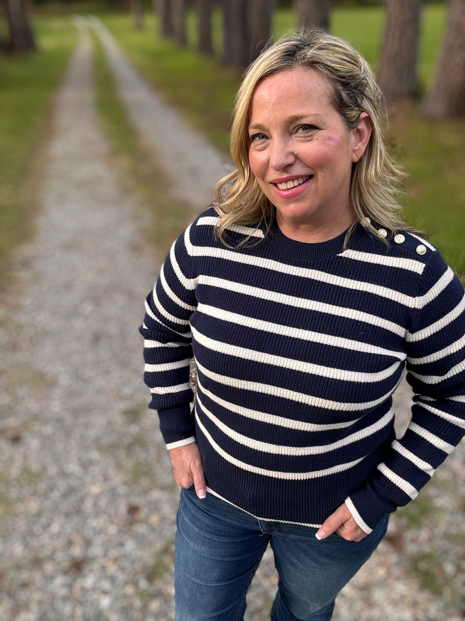 Striped Shoulder Button Wedge … curated on LTK