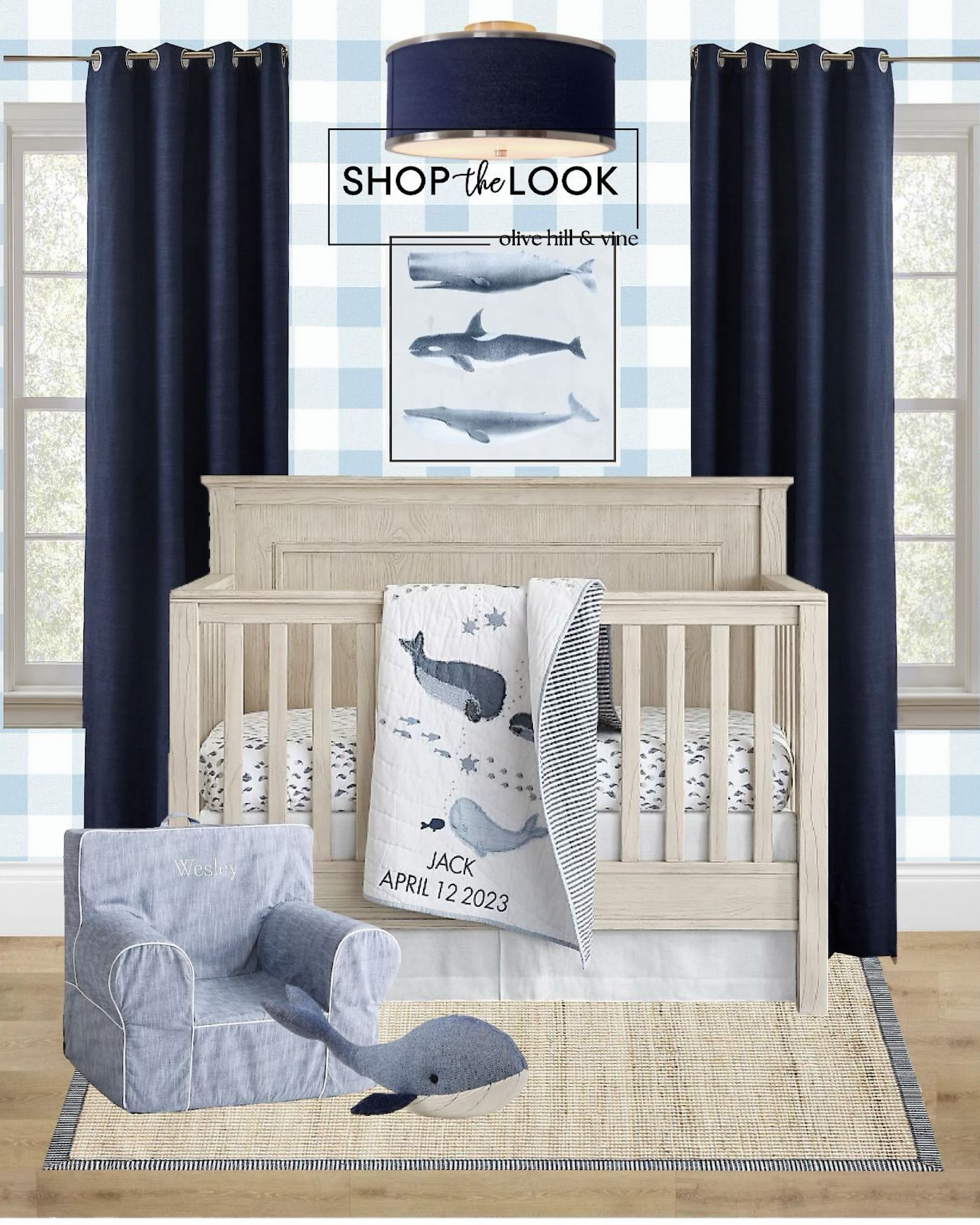 Jack Nautical Whale Baby Bedding curated on LTK