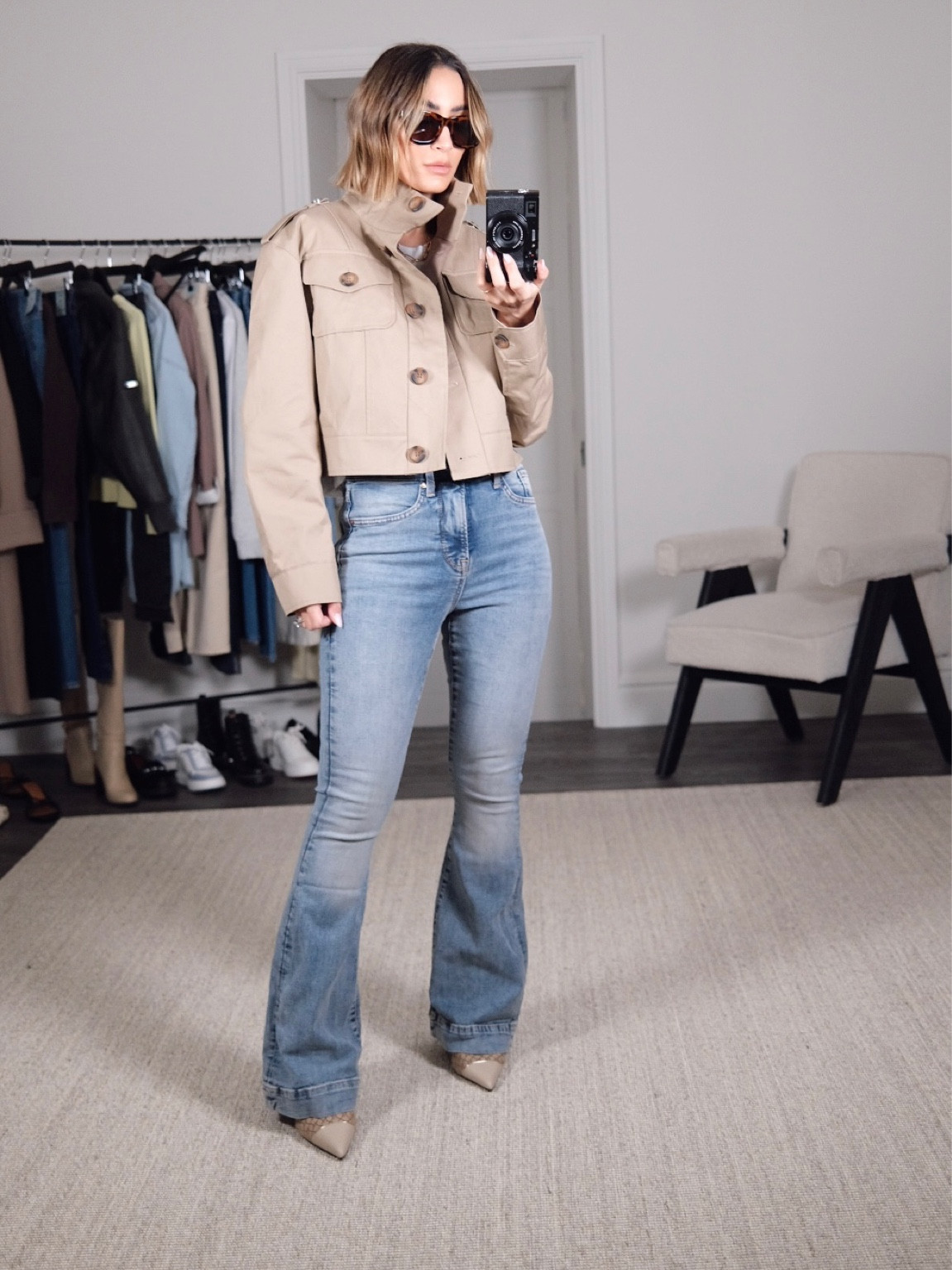 Beige button up crop trench coat curated on LTK