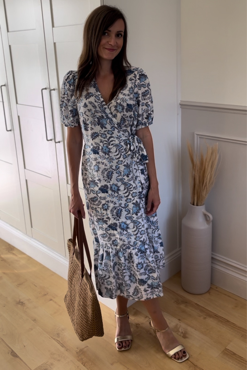 Blue Floral Wrap Midi Dress - Size … curated on LTK