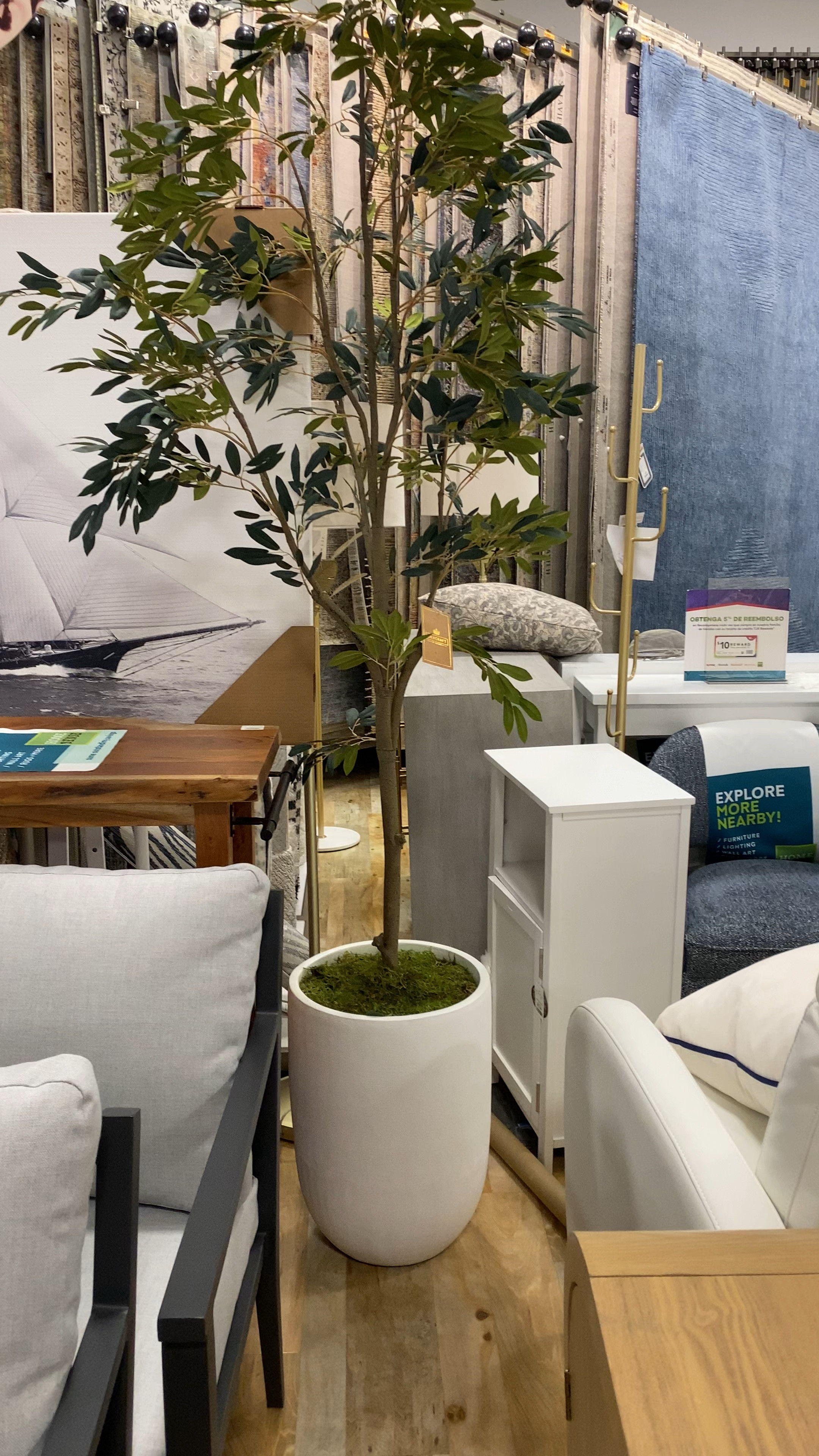 Potted Faux Triangle Ficus Tree 9' curated on LTK