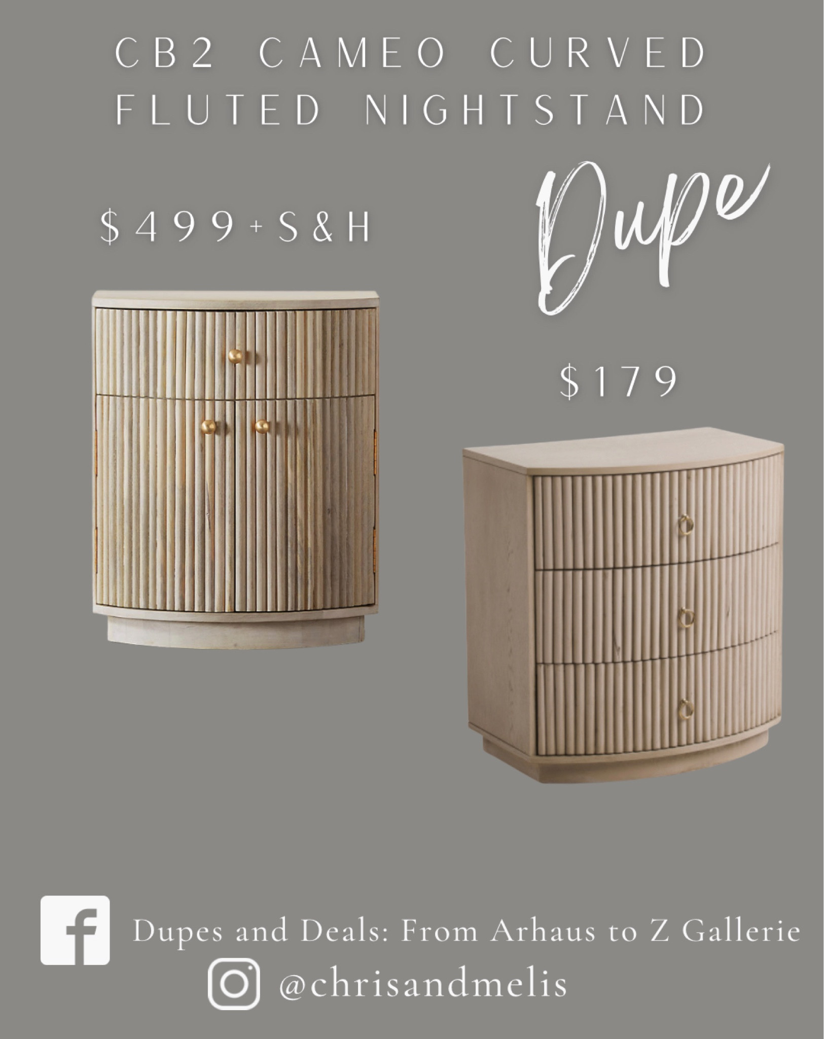 Cb2 cameo curved nightstand store