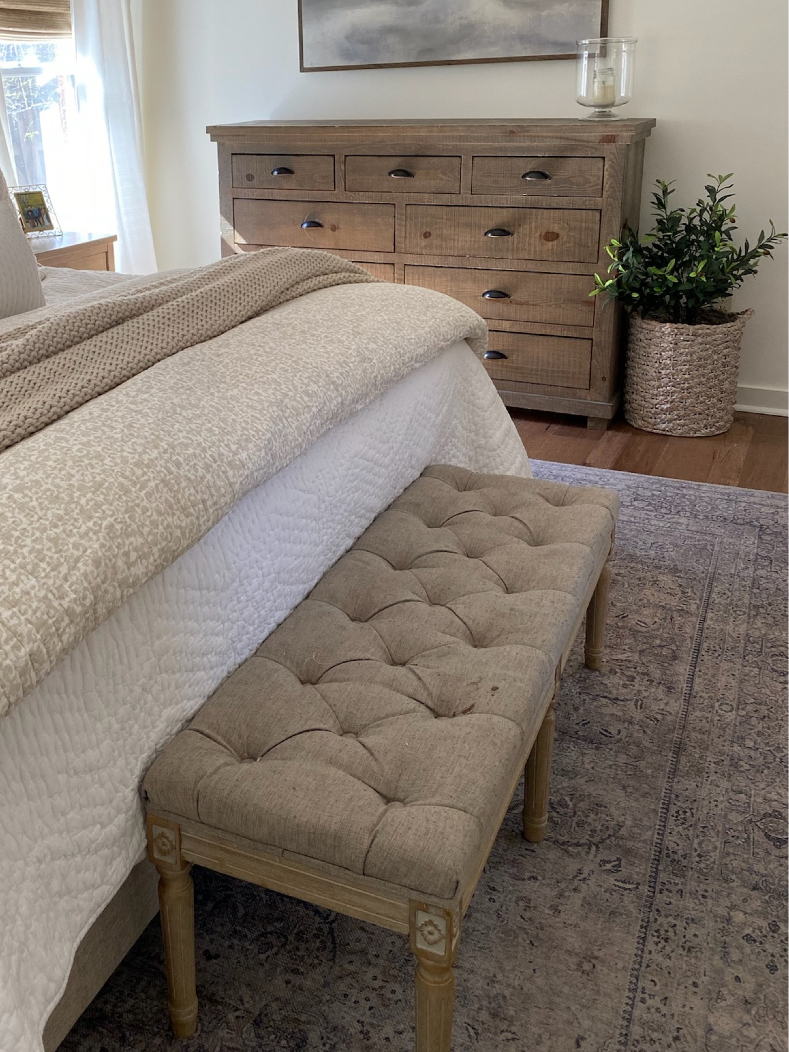 Barajas Linen Upholstered Bench curated on LTK