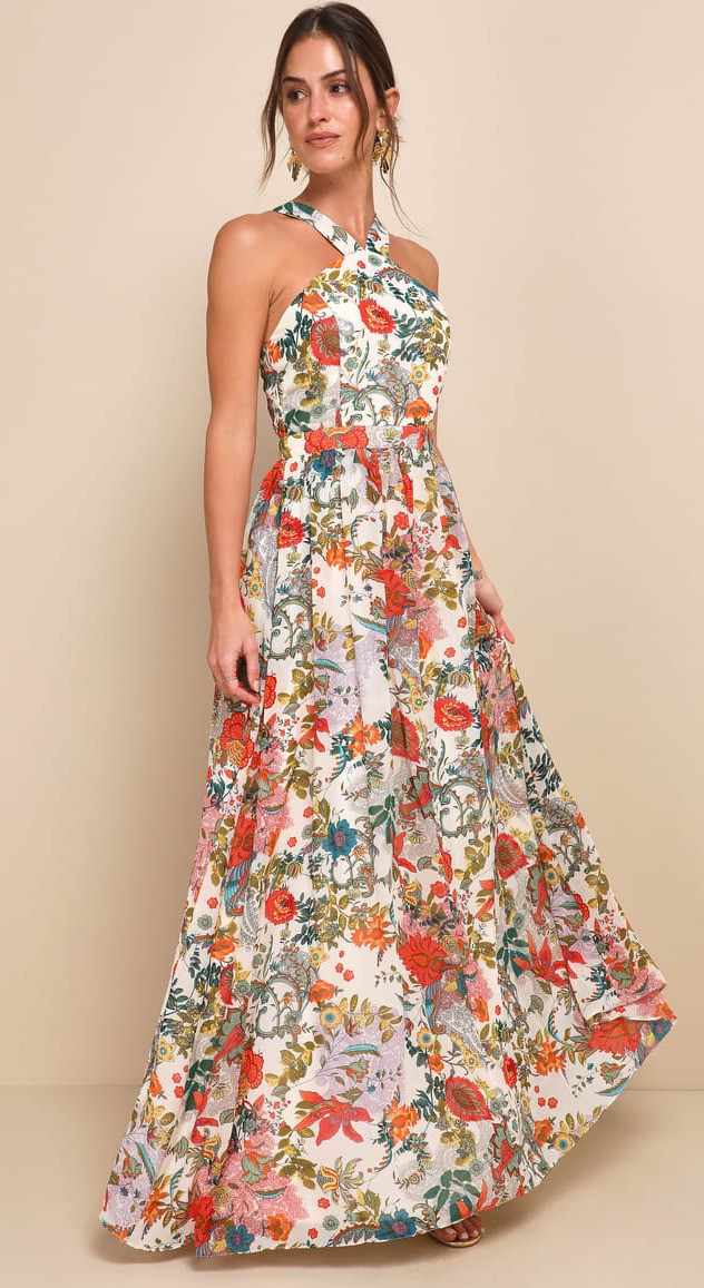 Lilja Cream Floral Print Maxi Dress curated on LTK