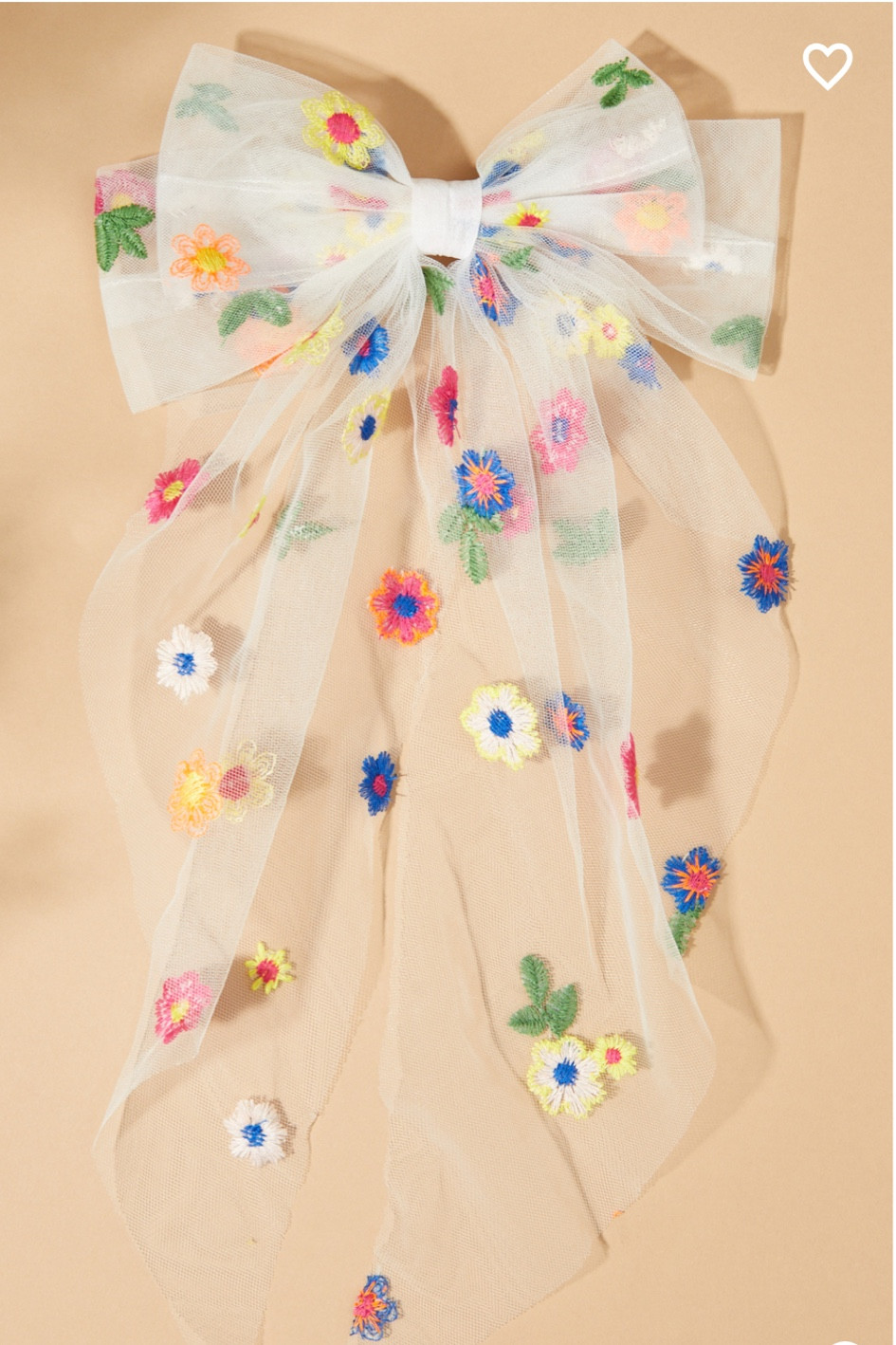 Tulle Embordered Floral Hair Bow … curated on LTK