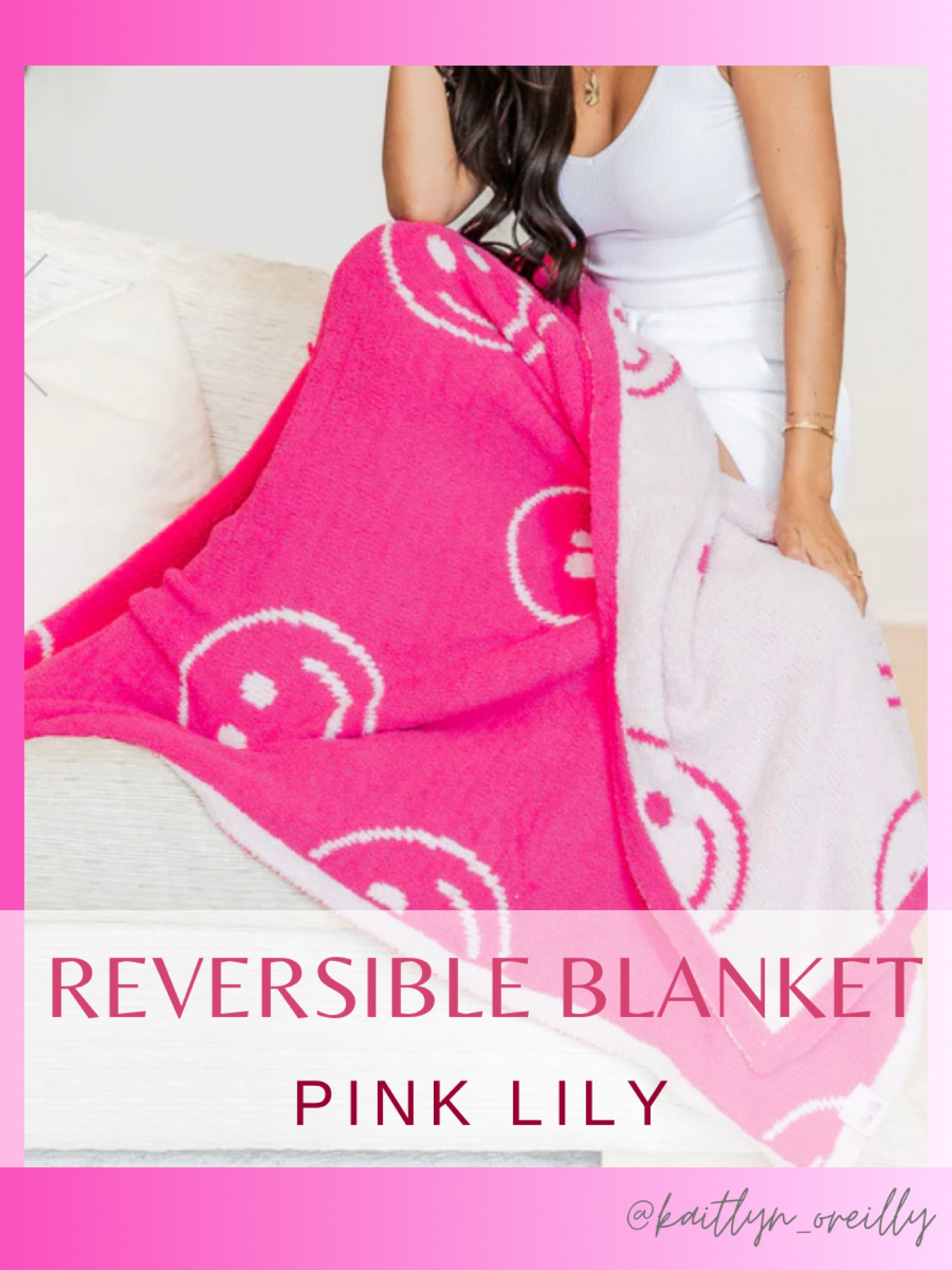 Make Me Believe Pink Smiley Blanket curated on LTK