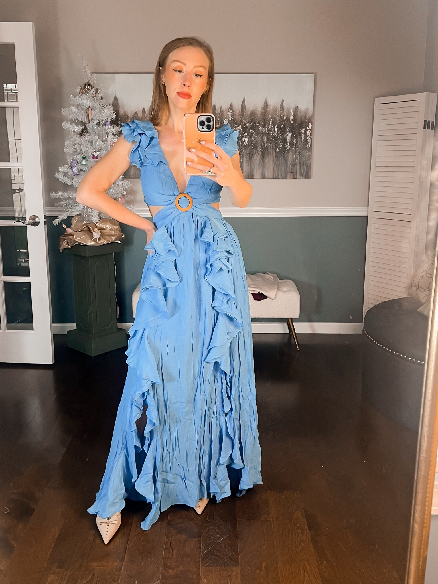 Soleil Cutout Ruffle Maxi Dress curated on LTK