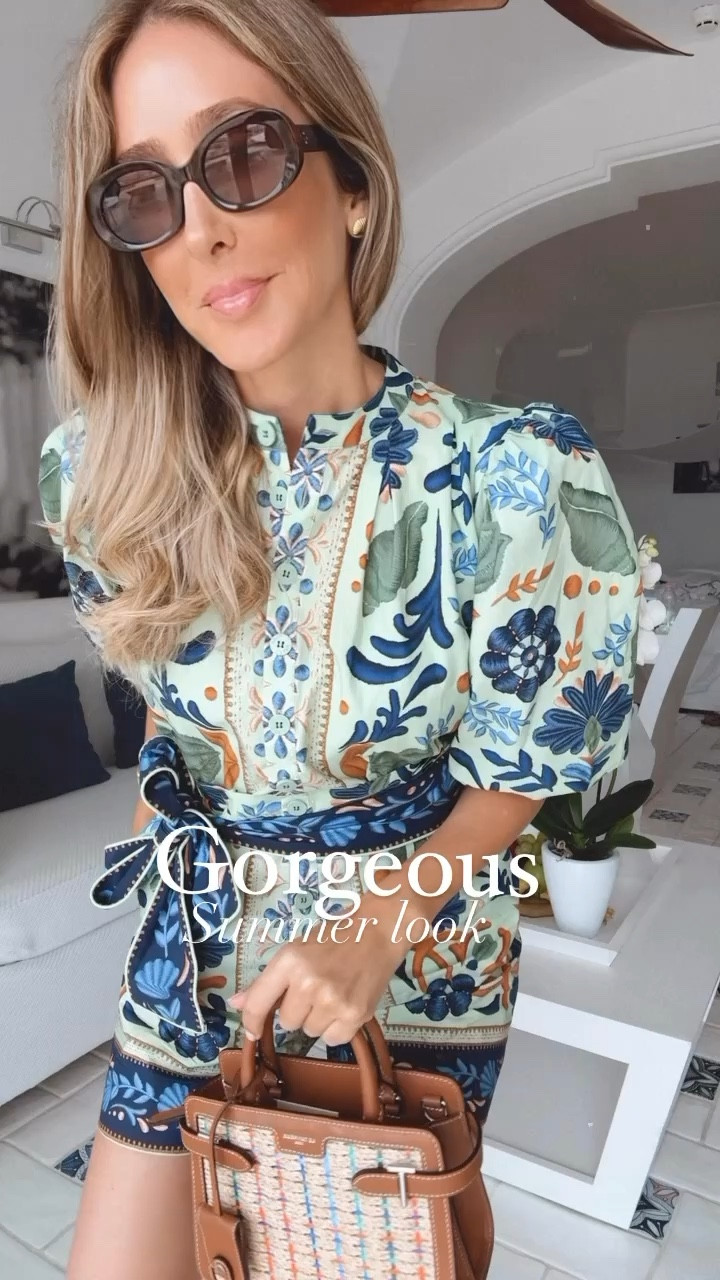 Green Ocean Tapestry Belted Romper curated on LTK